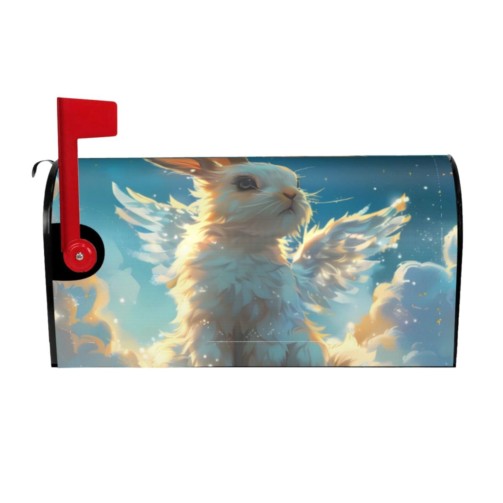 Luyuia Cute Angel Winged Rabbit Print Magnetic Winter Mailbox Cover ...
