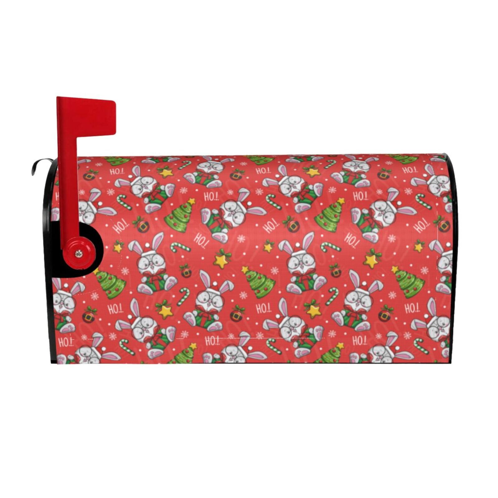 Luyuia Cute Christmas Bunny Print Magnetic Winter Mailbox Cover ...