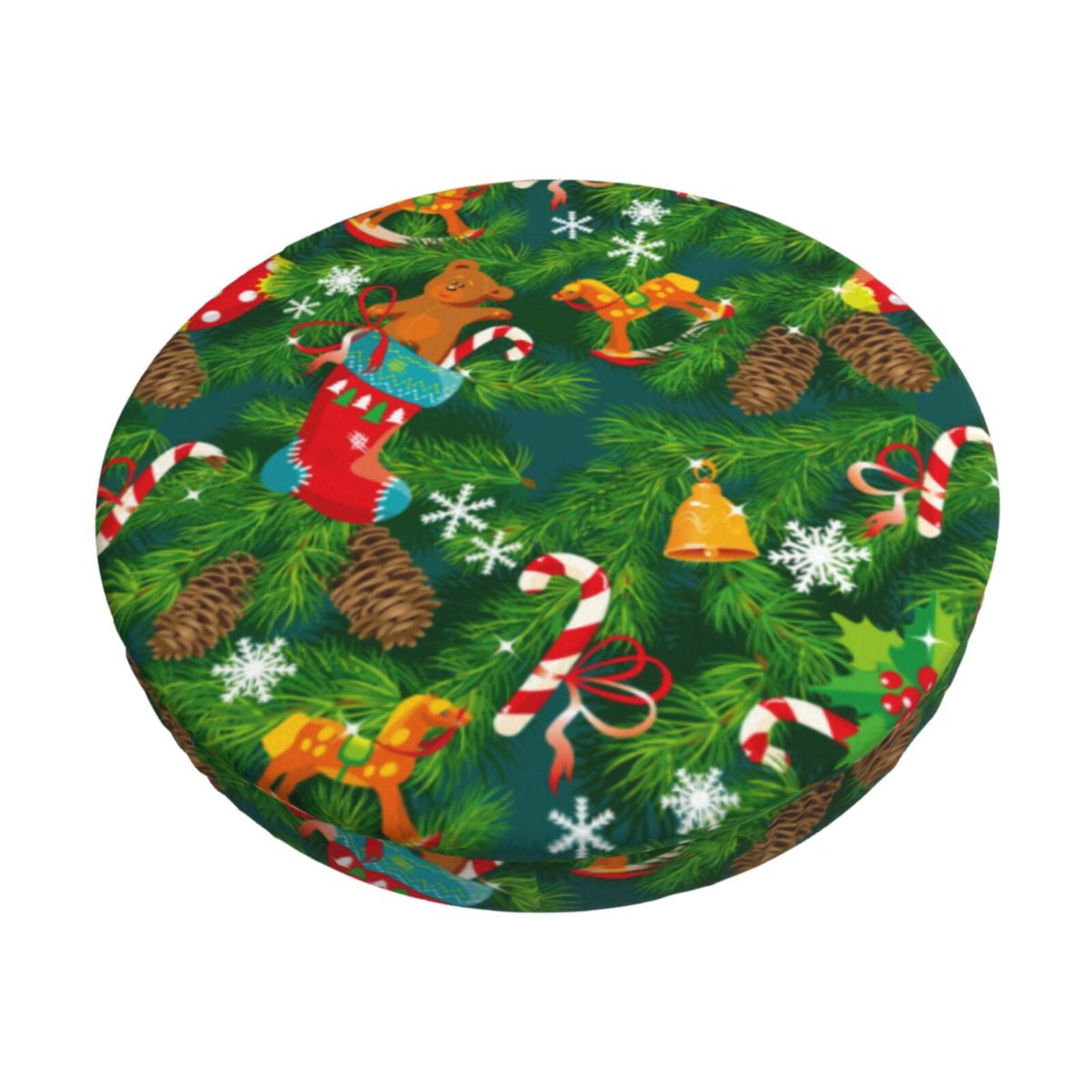 Luyuia Cute Christmas Stocking Bear Print Bar Stool Cover Cushion ...