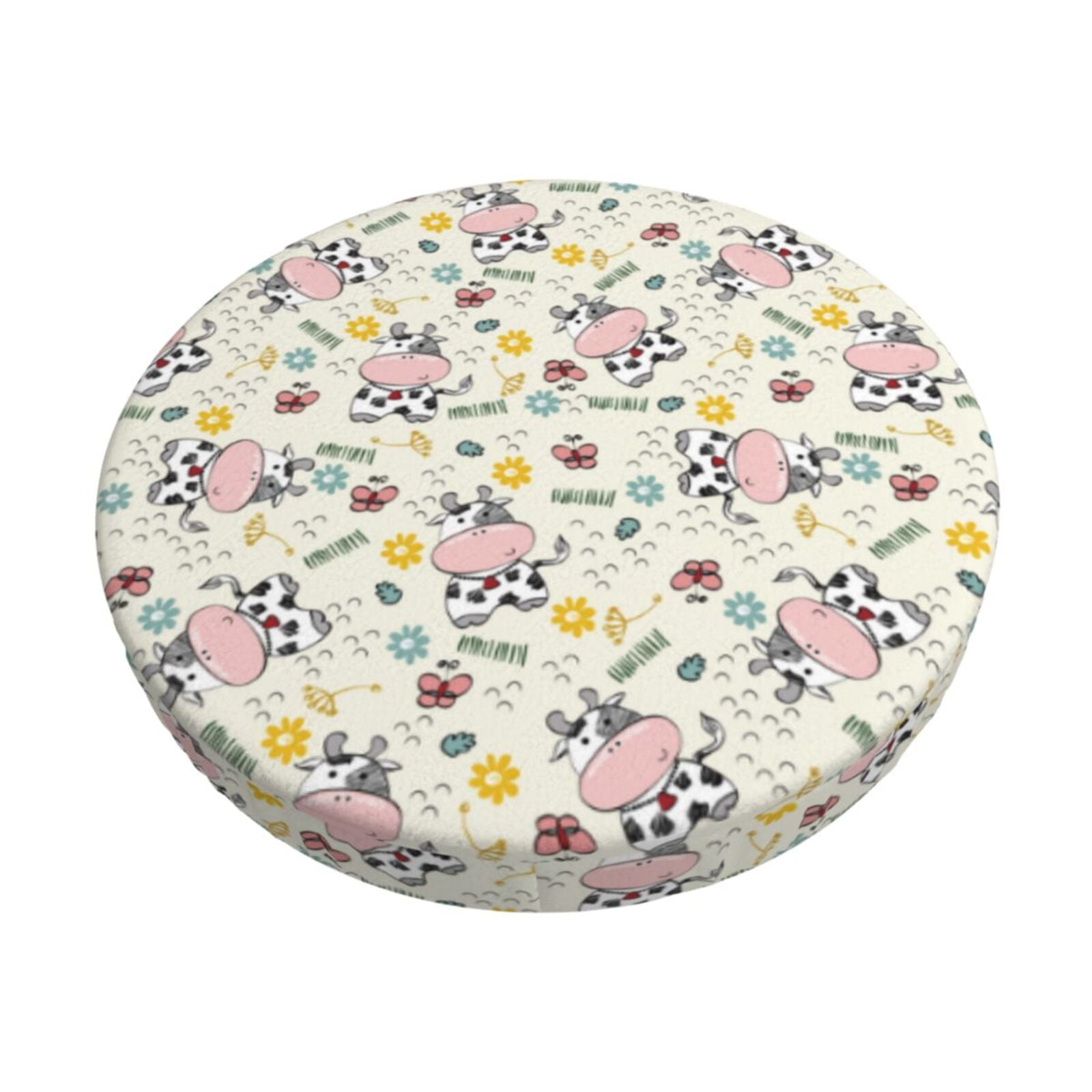 Luyuia Cute Cow Print Bar Stool Cover Cushion, Round Seat Cushion for ...