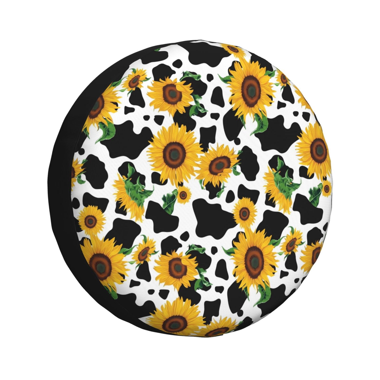 Luyuia Cute Cow Print Sunflower D Print Waterproof Leather Tire Cover ...