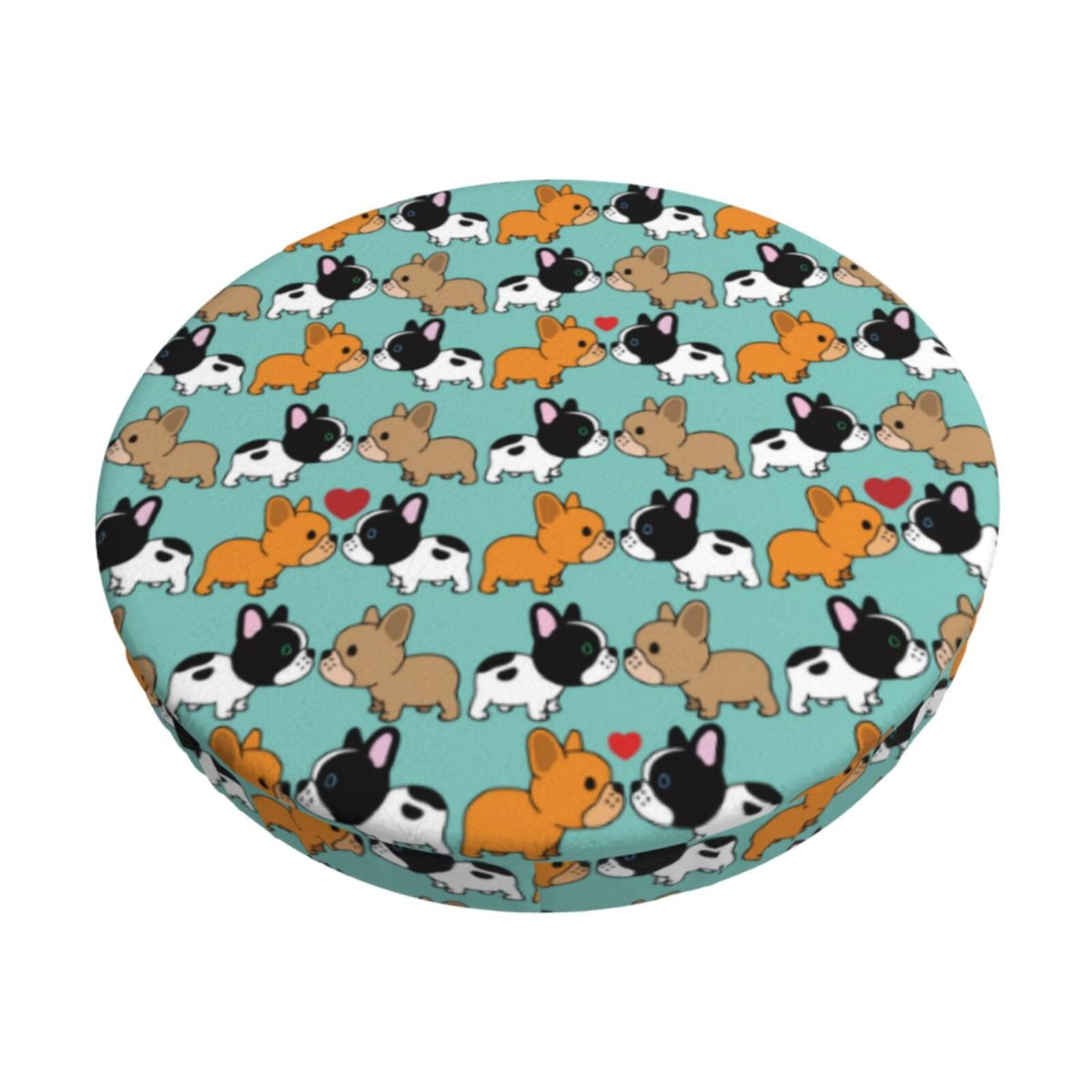 Luyuia Cute French Bulldog Print Bar Stool Cover Cushion, Round Seat ...