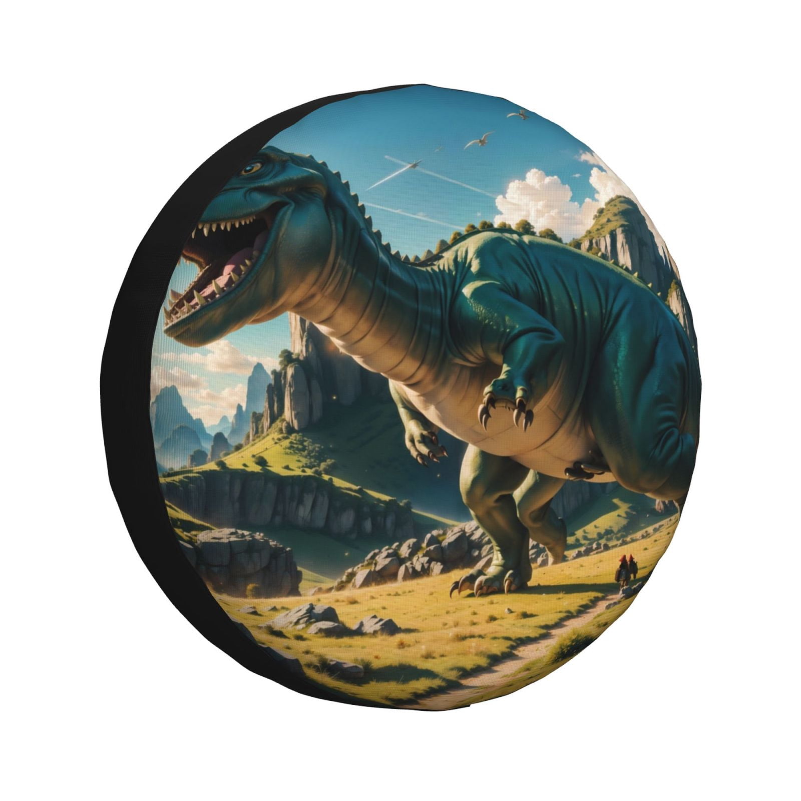 Luyuia Cute Green Dinosaur Blue Sky Print Waterproof Leather Tire Cover ...