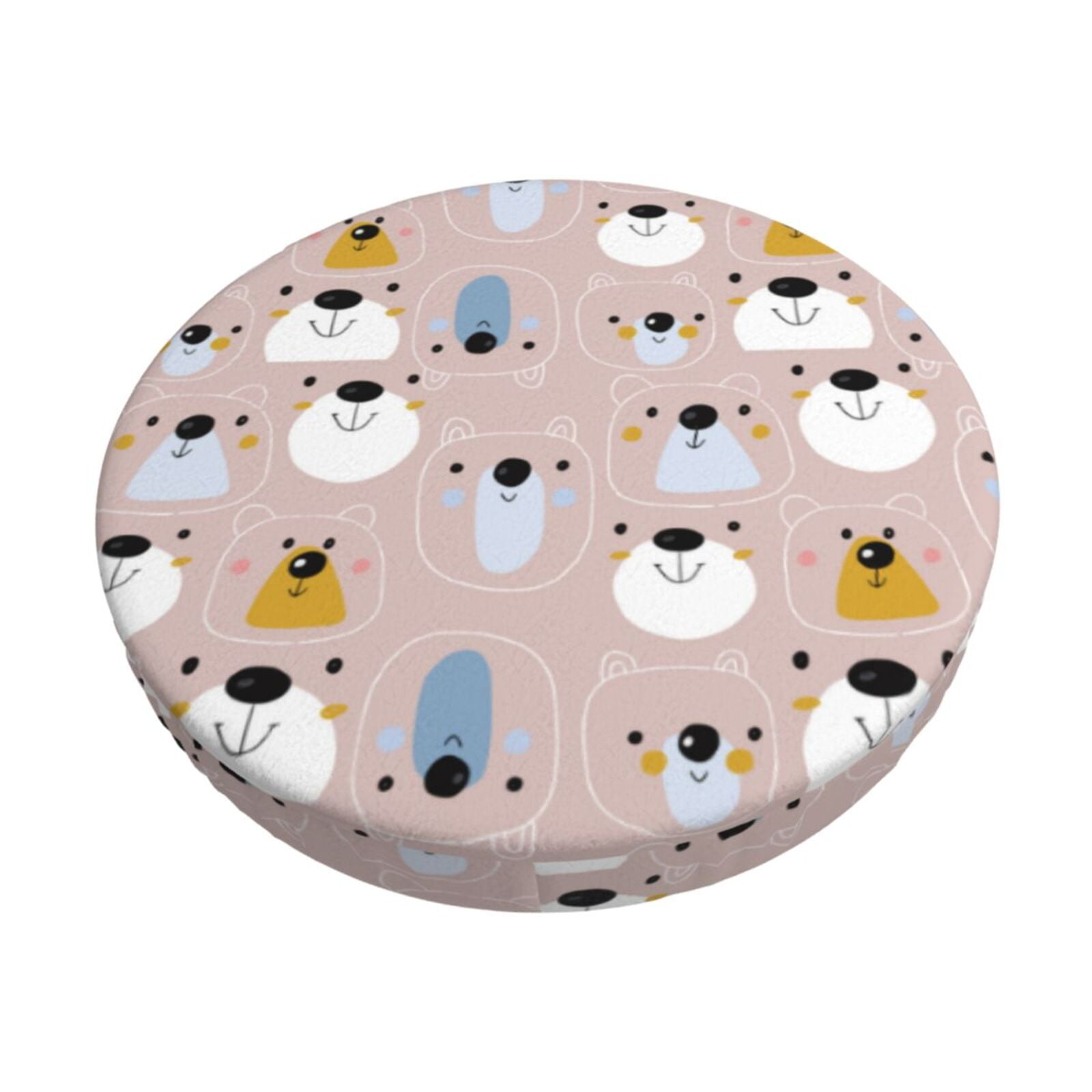 Luyuia Cute Hand Drawn Bear Print Bar Stool Cover Cushion, Round Seat ...