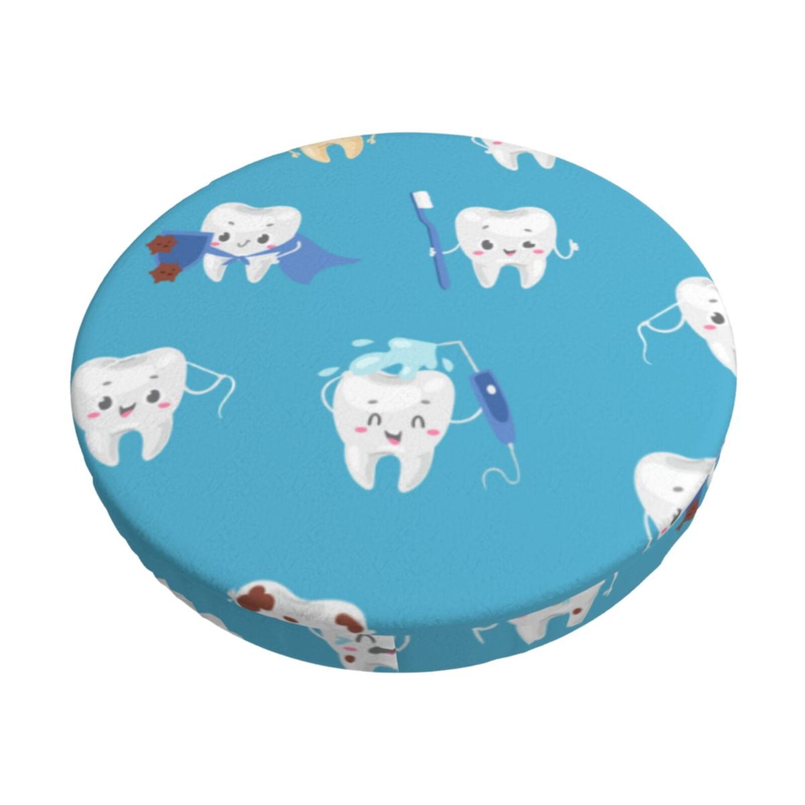 Luyuia Cute Healthy Teeth Print Bar Stool Cover Cushion, Round Seat ...