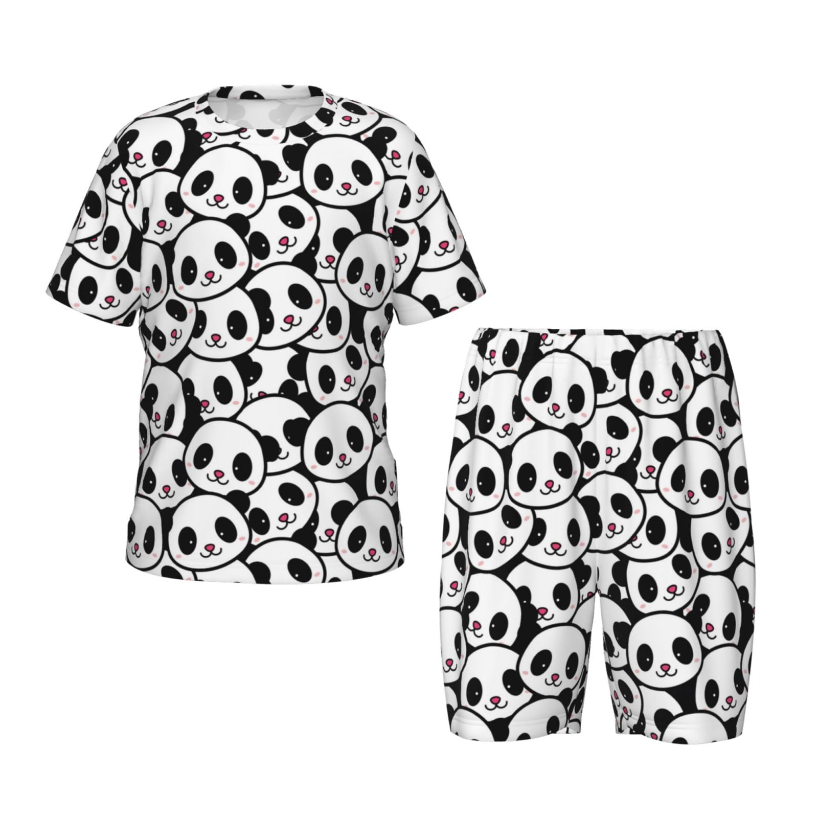 Luyuia Cute Panda Face Print Girls' 2-Piece Tie-Dye Pajama Set, Cute ...
