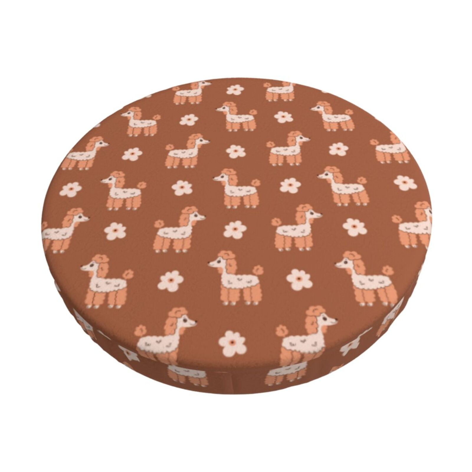 Luyuia Cute Poodle Dog Print Bar Stool Cover Cushion, Round Seat ...