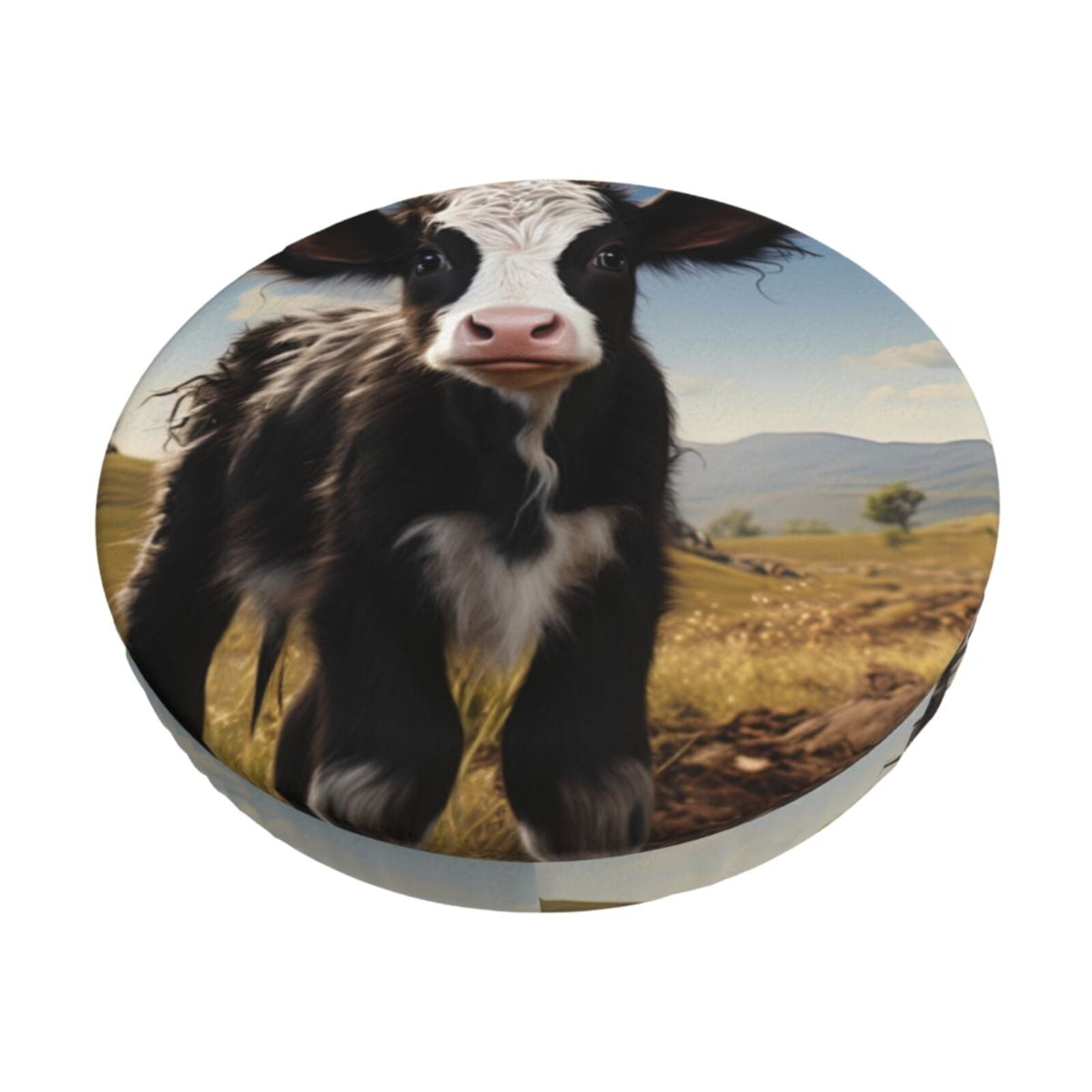 Luyuia Cute Prairie Cow Print Bar Stool Cover Cushion, Round Seat ...