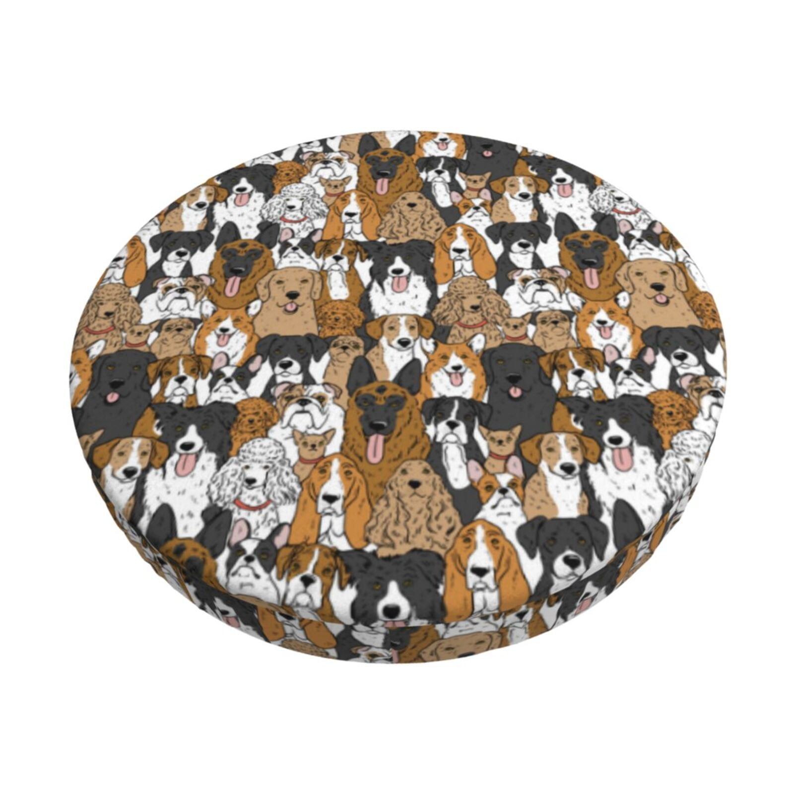 Luyuia Cute Puppy Print Bar Stool Cover Cushion, Round Seat Cushion for ...