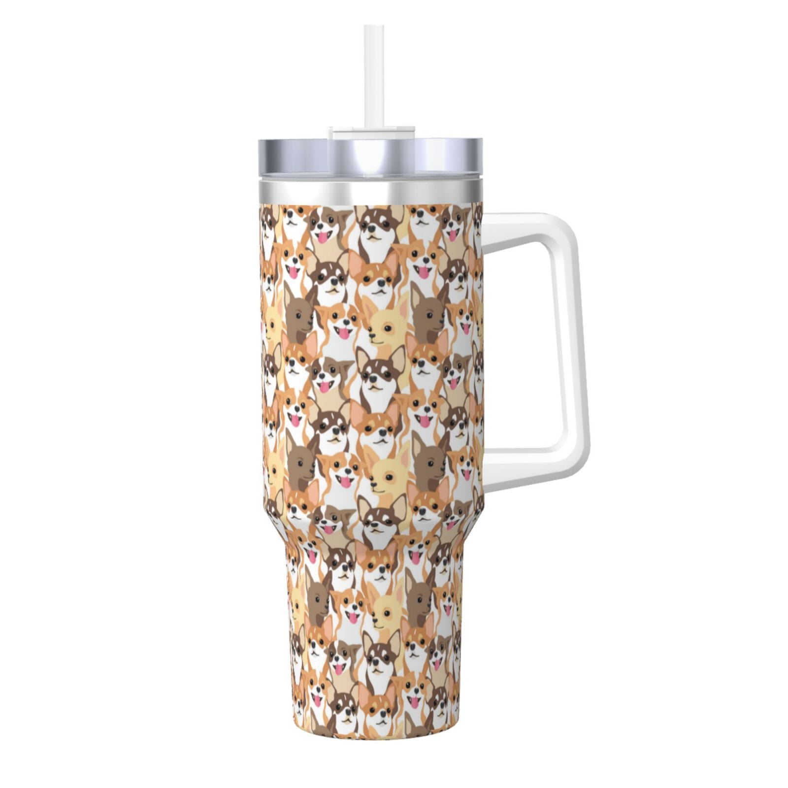 Luyuia Cute Puppy Print Stainless Steel 40OZ Ice Bully Cup With Handle ...