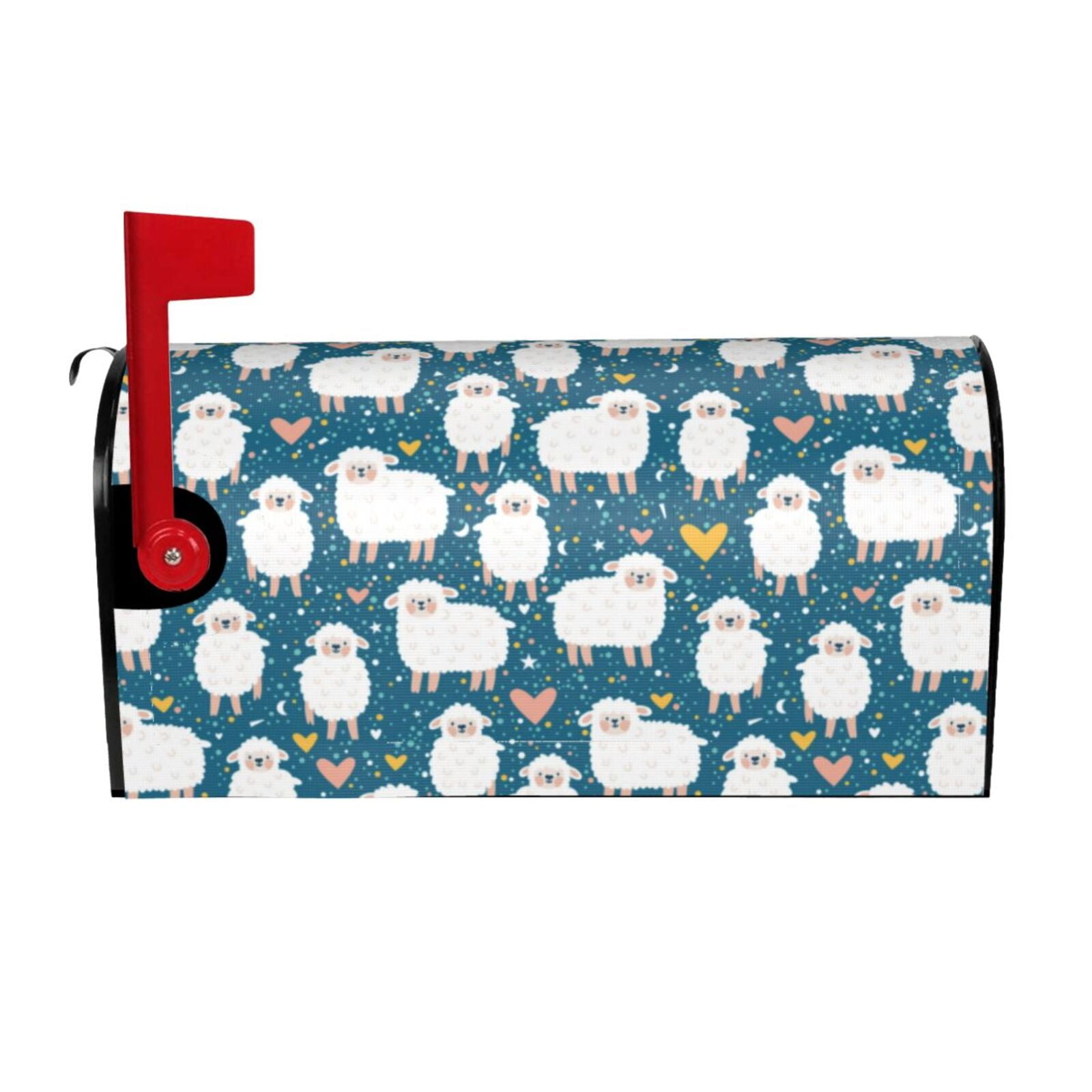 Luyuia Cute Sheep And Hearts Print Magnetic Winter Mailbox Cover ...