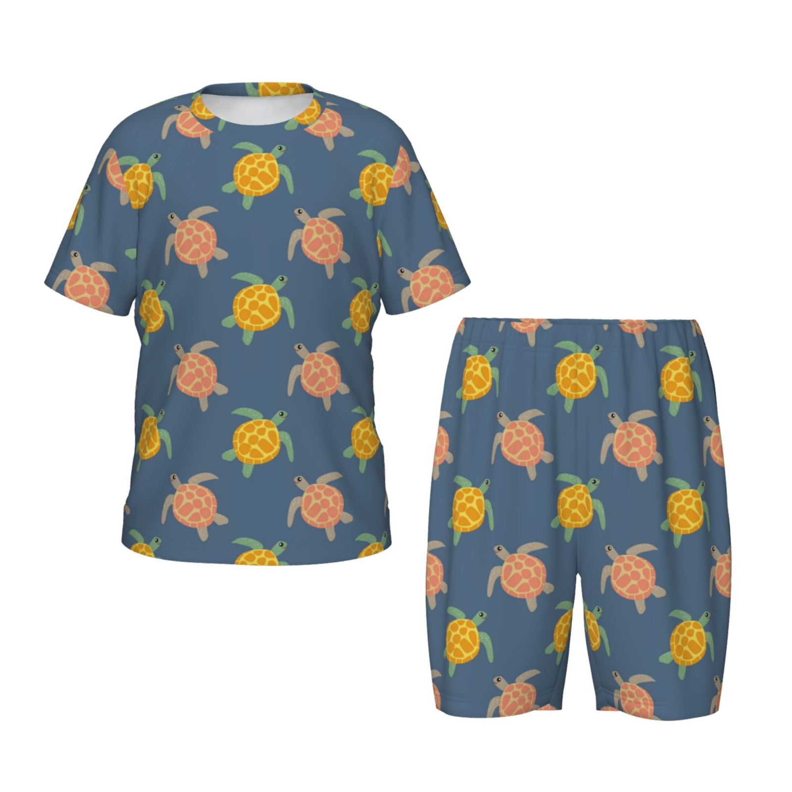 Luyuia Cute Turtle Print Girls' 2-Piece Tie-Dye Pajama Set, Cute Summer ...