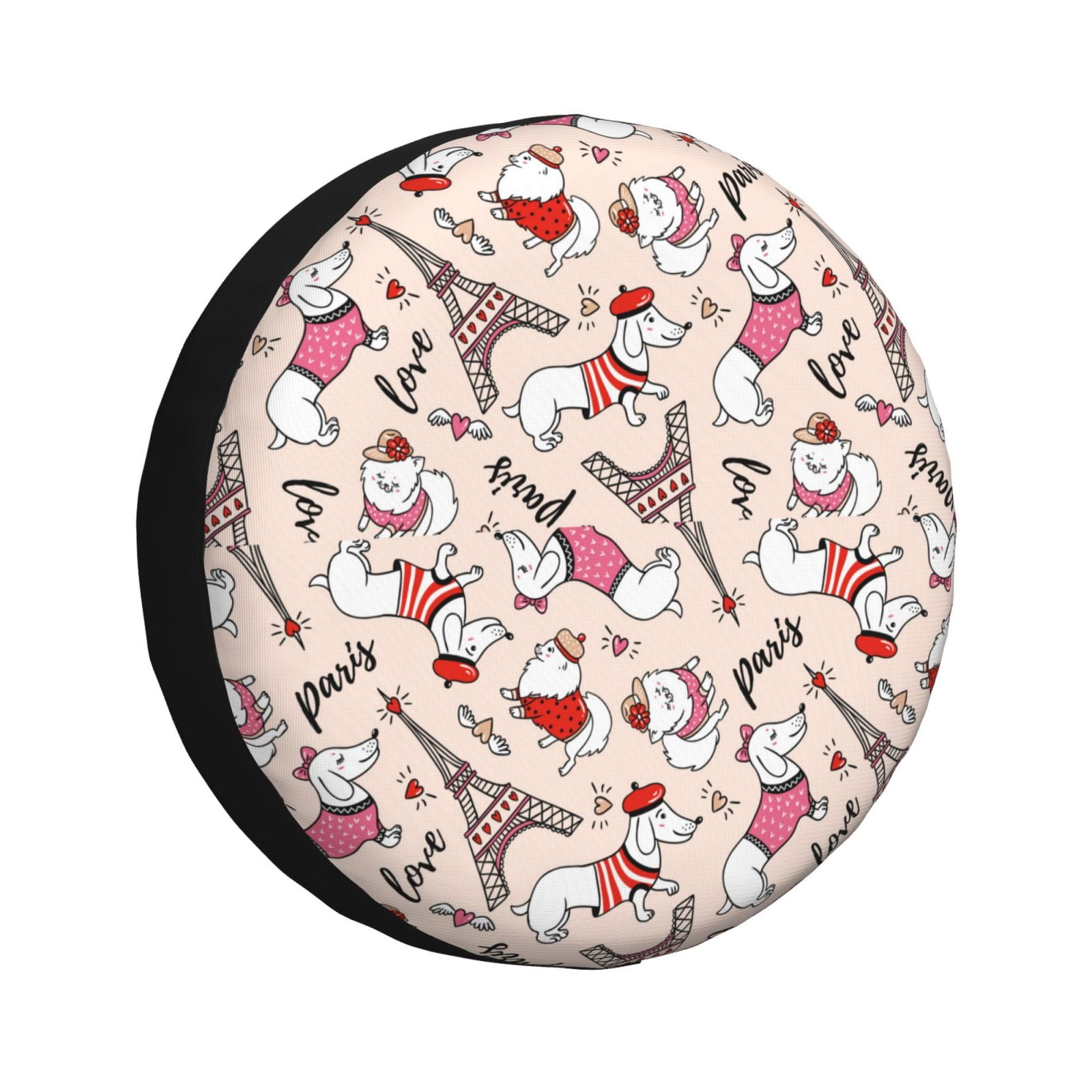 Luyuia Dachshund And Eiffel Tower Print Waterproof Leather Tire Cover ...