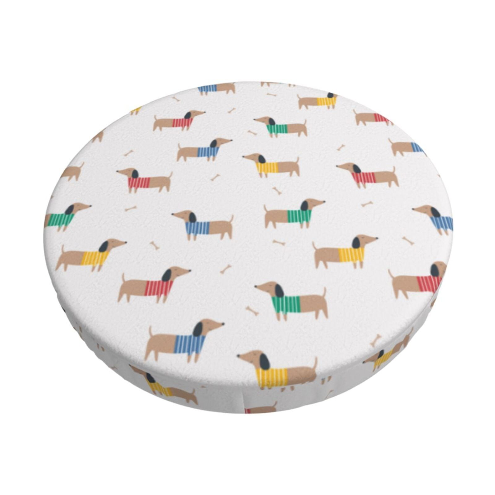 Luyuia Dachshund Dog Puppy Print Bar Stool Cover Cushion, Round Seat ...