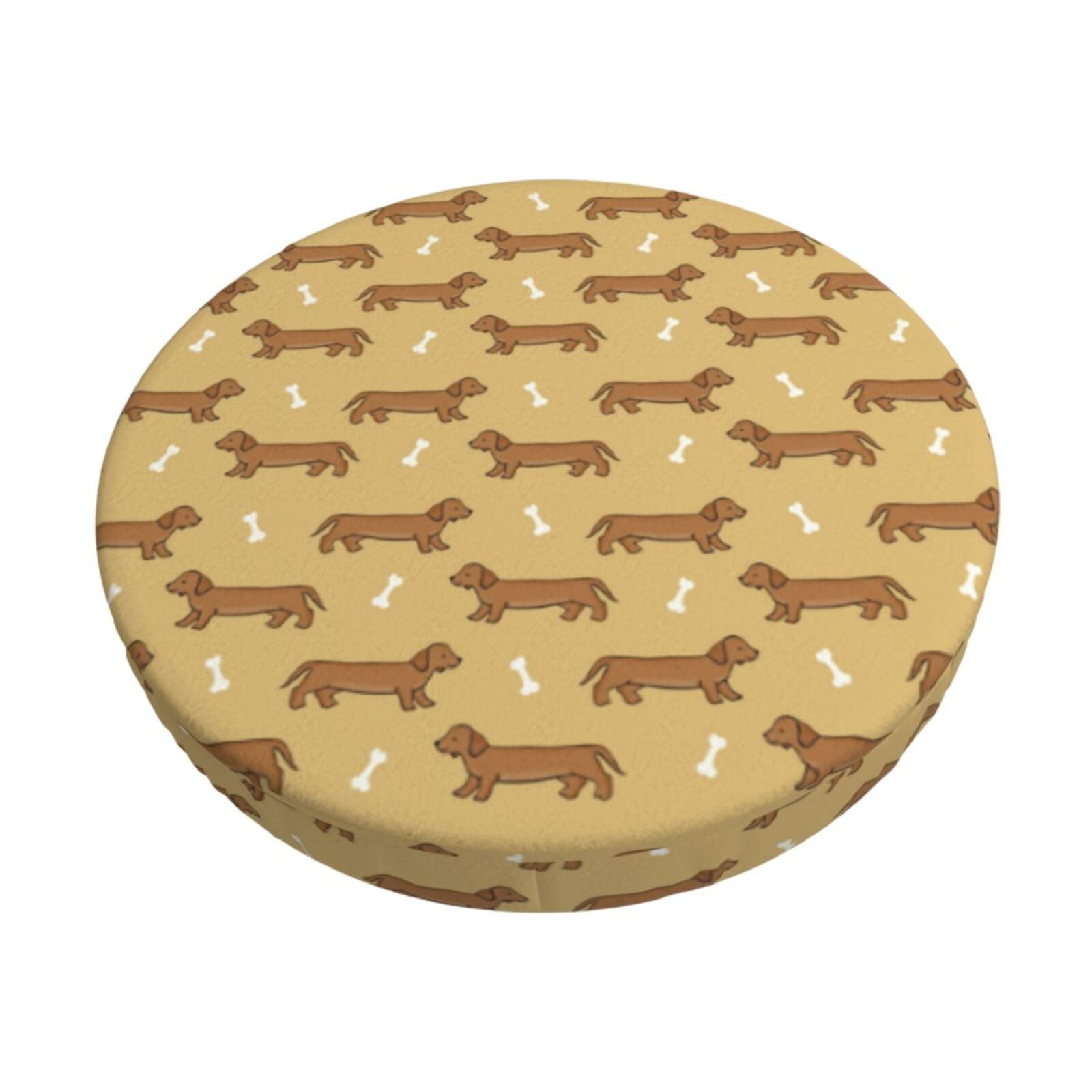 Luyuia Dachshund Dog Puppy Print Bar Stool Cover Cushion, Round Seat ...