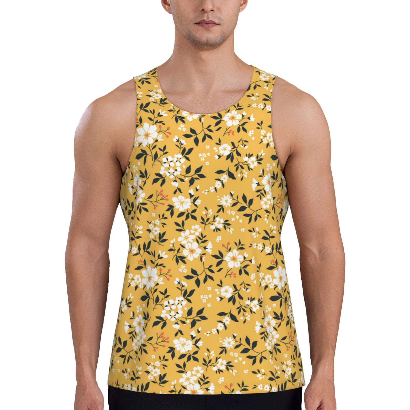 Luyuia Daisies Flowers Print Men's Bodybuilding Stringer Tank Tops Y ...