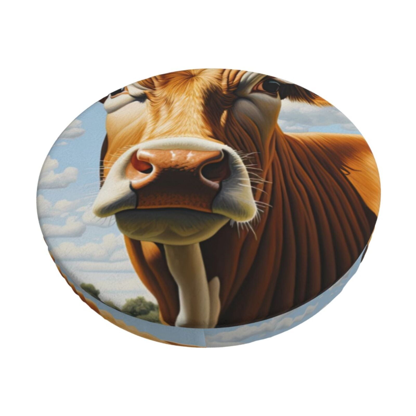 Luyuia Daisy Flower Field Cow Print Bar Stool Cover Cushion, Round Seat ...