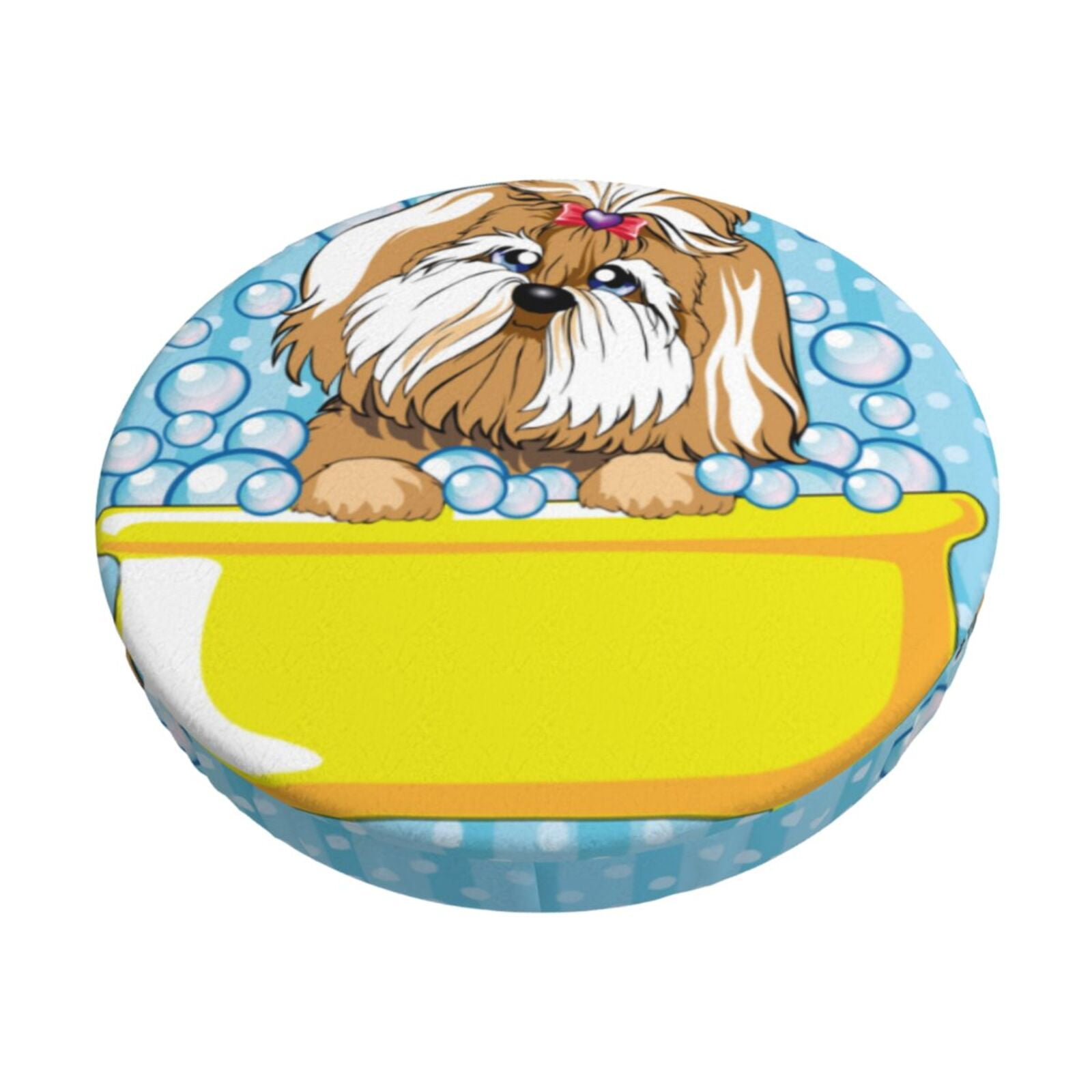 Luyuia Dog Takes a Bath in the Bathtub Print Bar Stool Cover Cushion ...