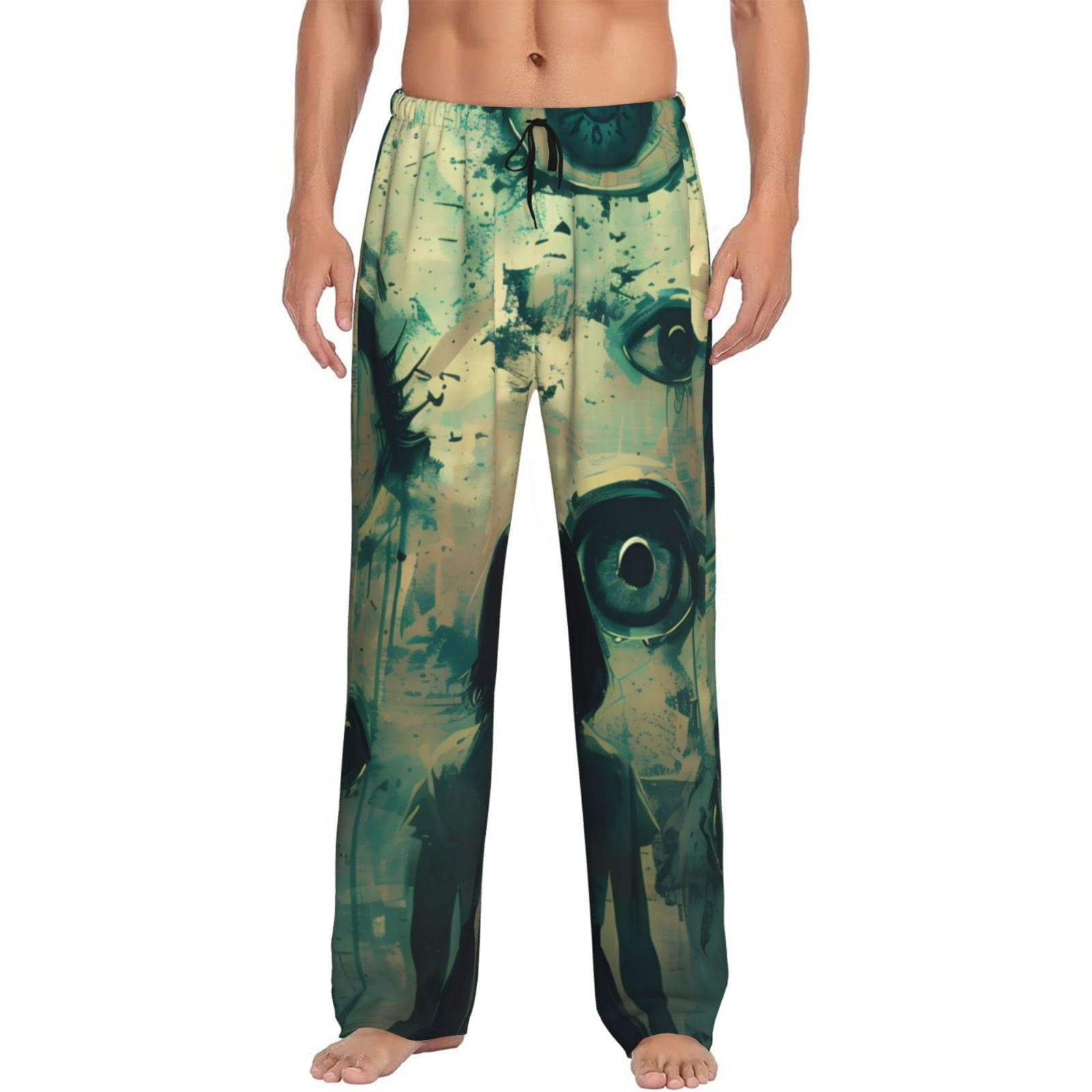 Luyuia Eyes Watching In The Dark Print Men's Straight Lounge Pajama ...