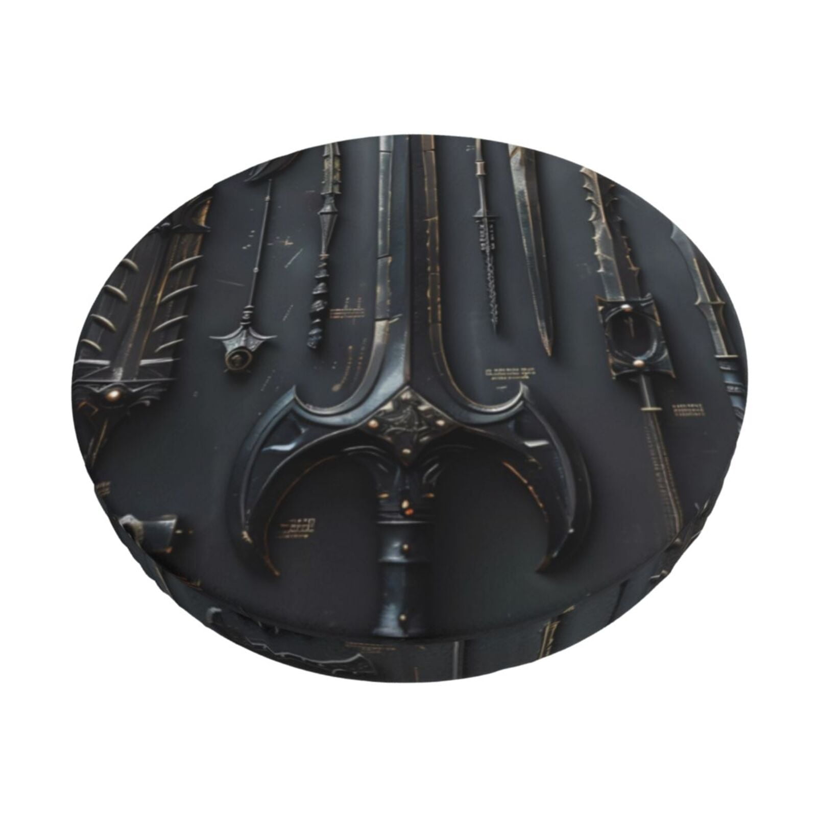 Luyuia Fantasy Medieval Weaponry Print Bar Stool Cover Cushion, Round ...