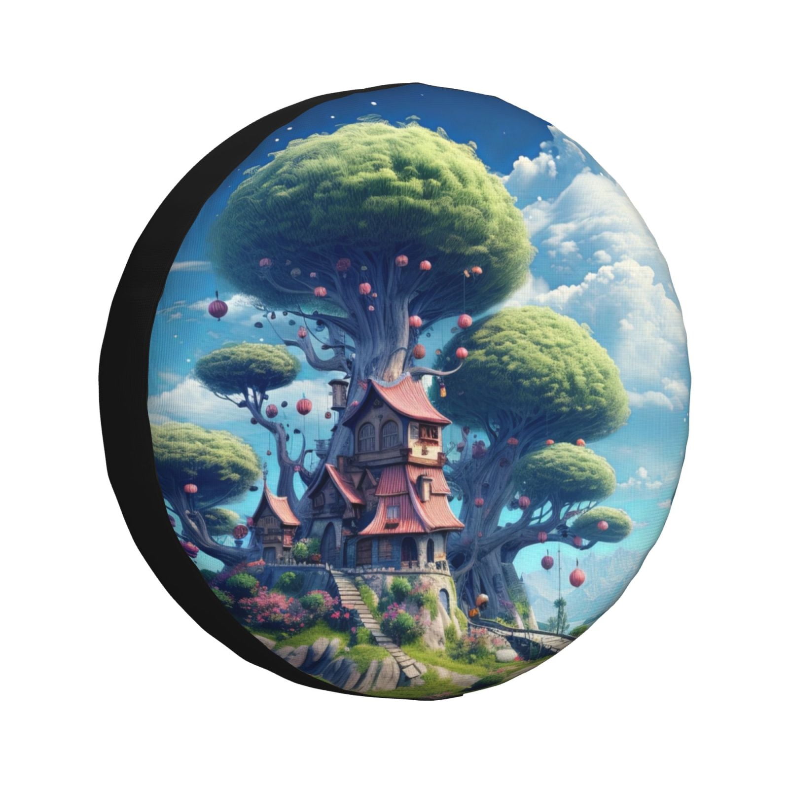 Luyuia Fantasy Treehouse Planet Scene Print Waterproof Leather Tire ...