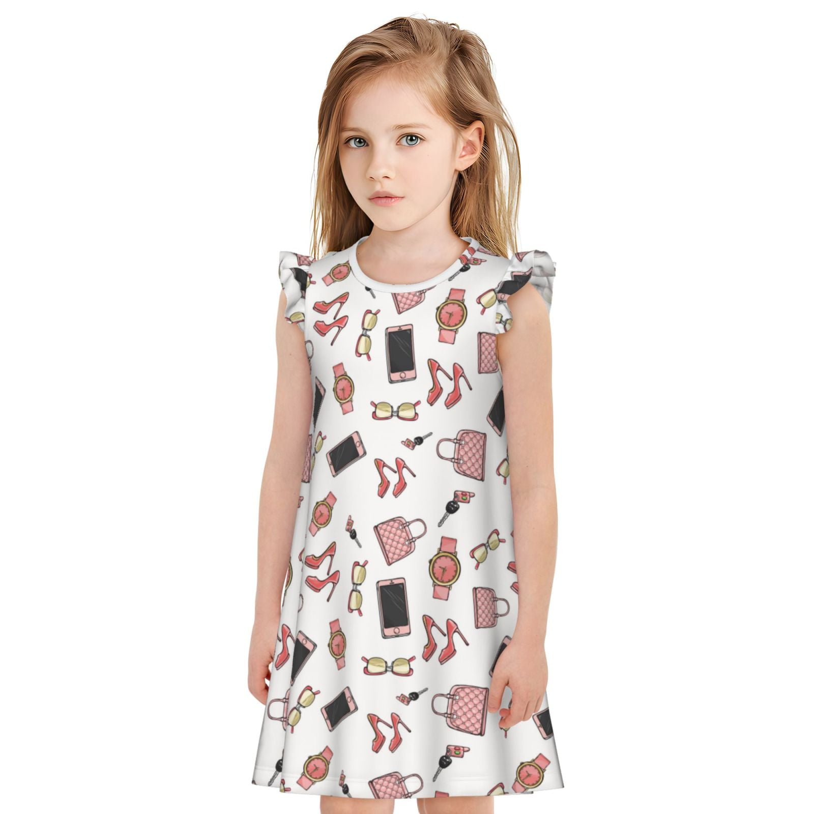 Luyuia Fashion Print Girls' Princess Nightgown, Flutter Sleeve ...