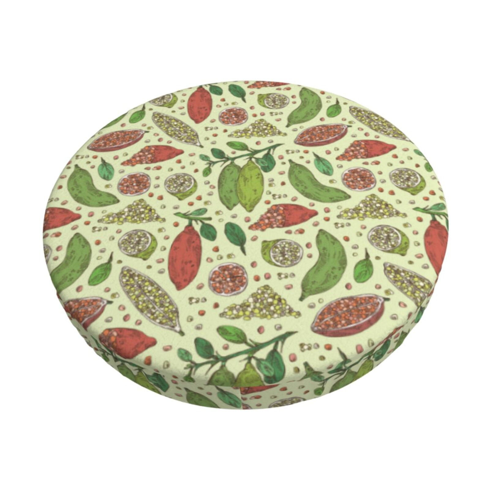 Luyuia Finger Lime Fruits Print Bar Stool Cover Cushion, Round Seat ...