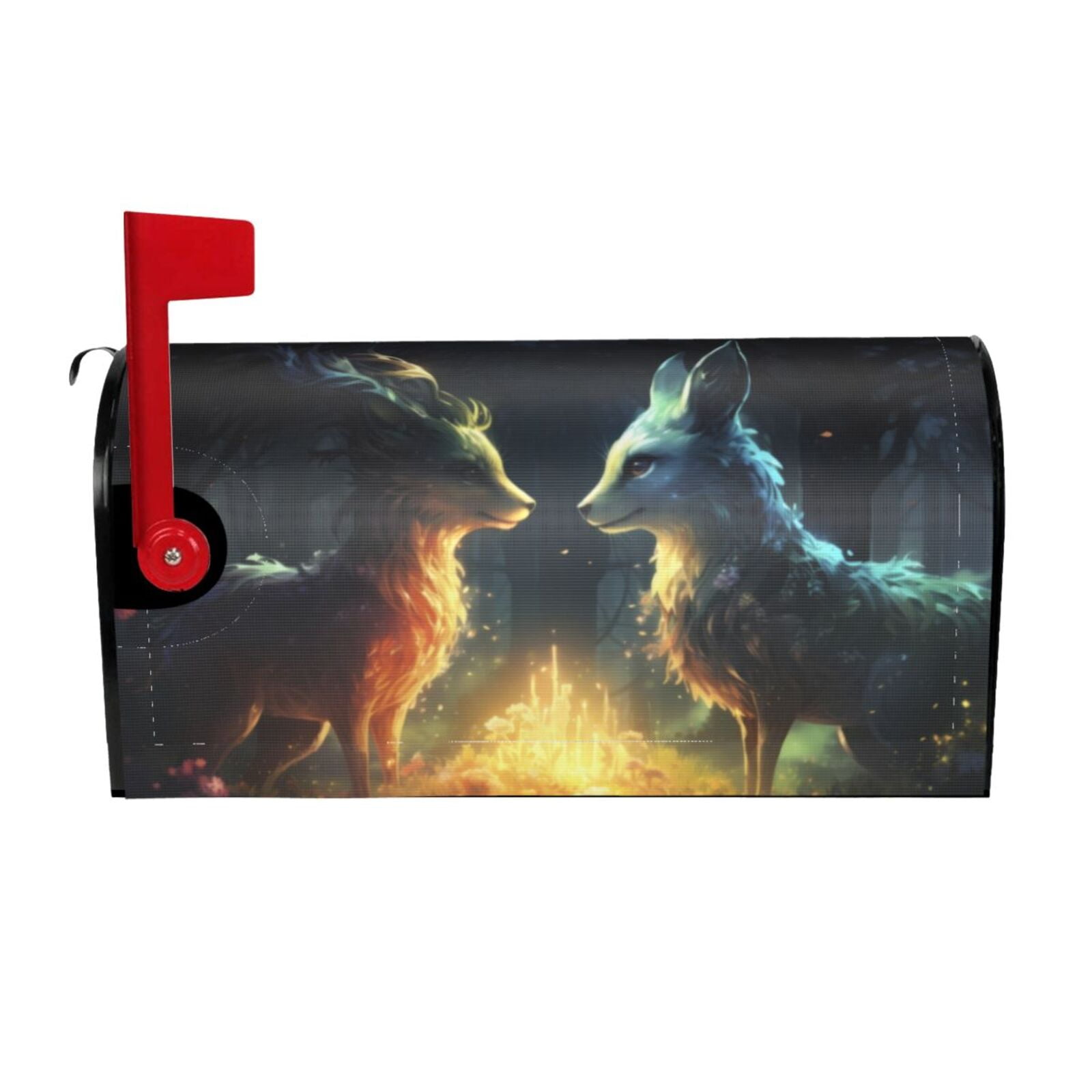 Luyuia Firefly Forest Fox Print Magnetic Winter Mailbox Cover ...