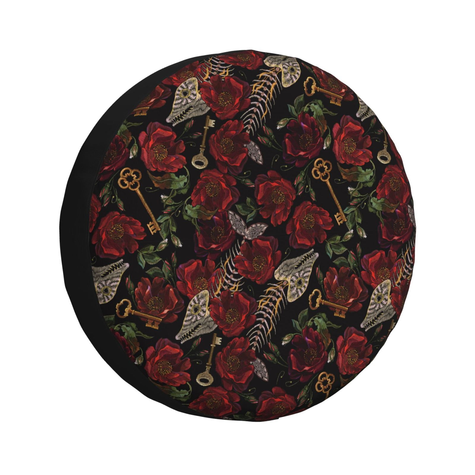Luyuia Fishbone Rose Print Waterproof Leather Tire Cover, Durable Wheel ...