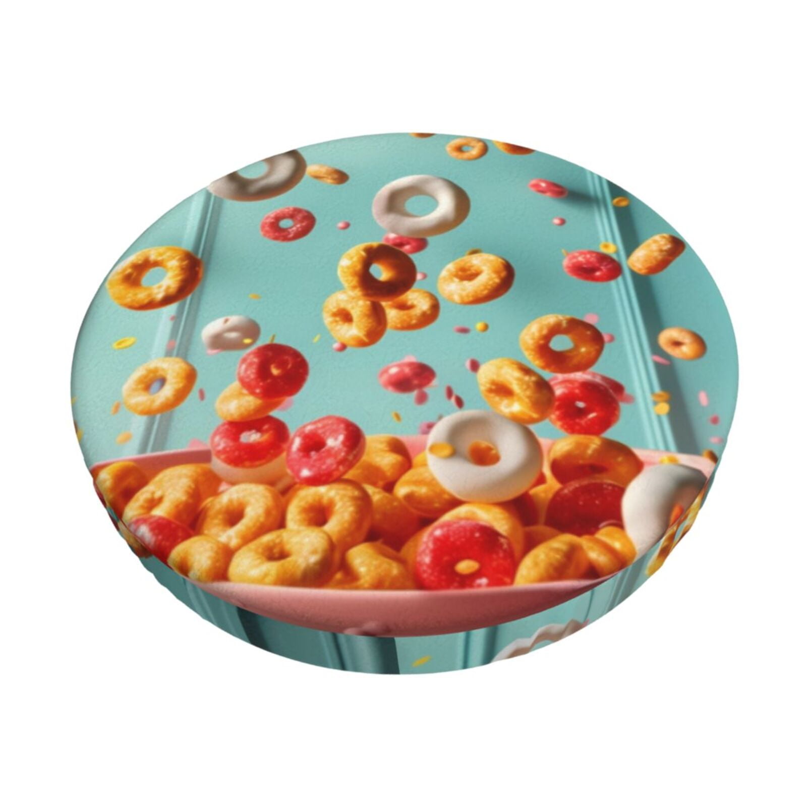 Luyuia Floating Colorful Cereal Print Bar Stool Cover Cushion, Round ...