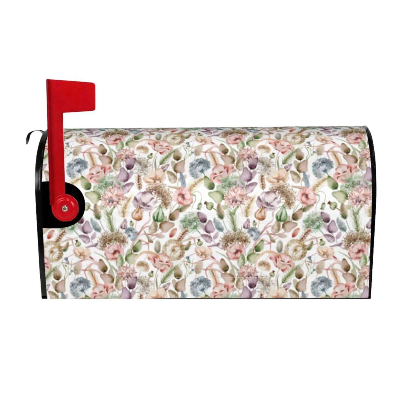 Luyuia Floral Print Magnetic Winter Mailbox Cover, Decorative Christmas ...