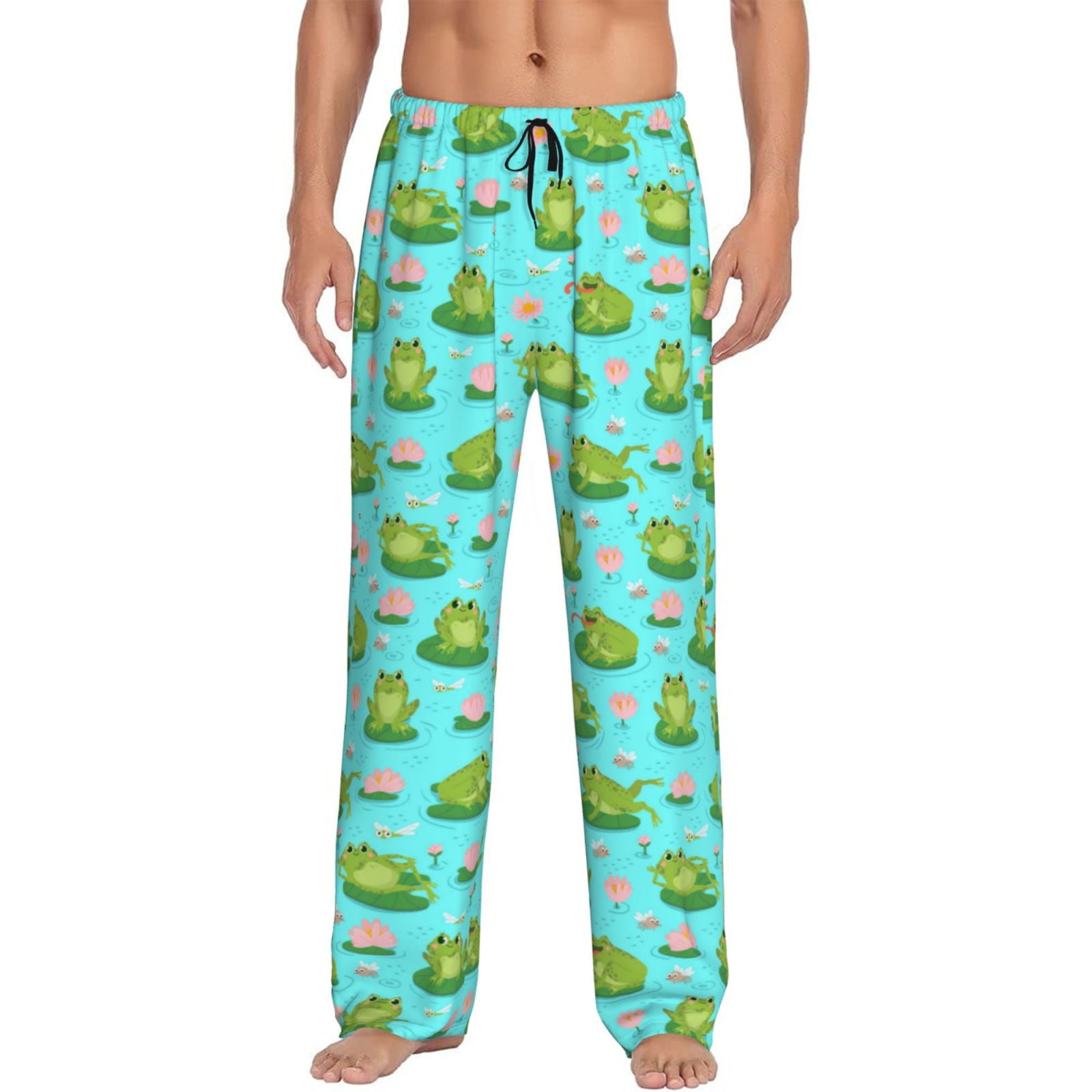 Luyuia Frogs And Aquatic Plants Print Men's Straight Lounge Pajama ...