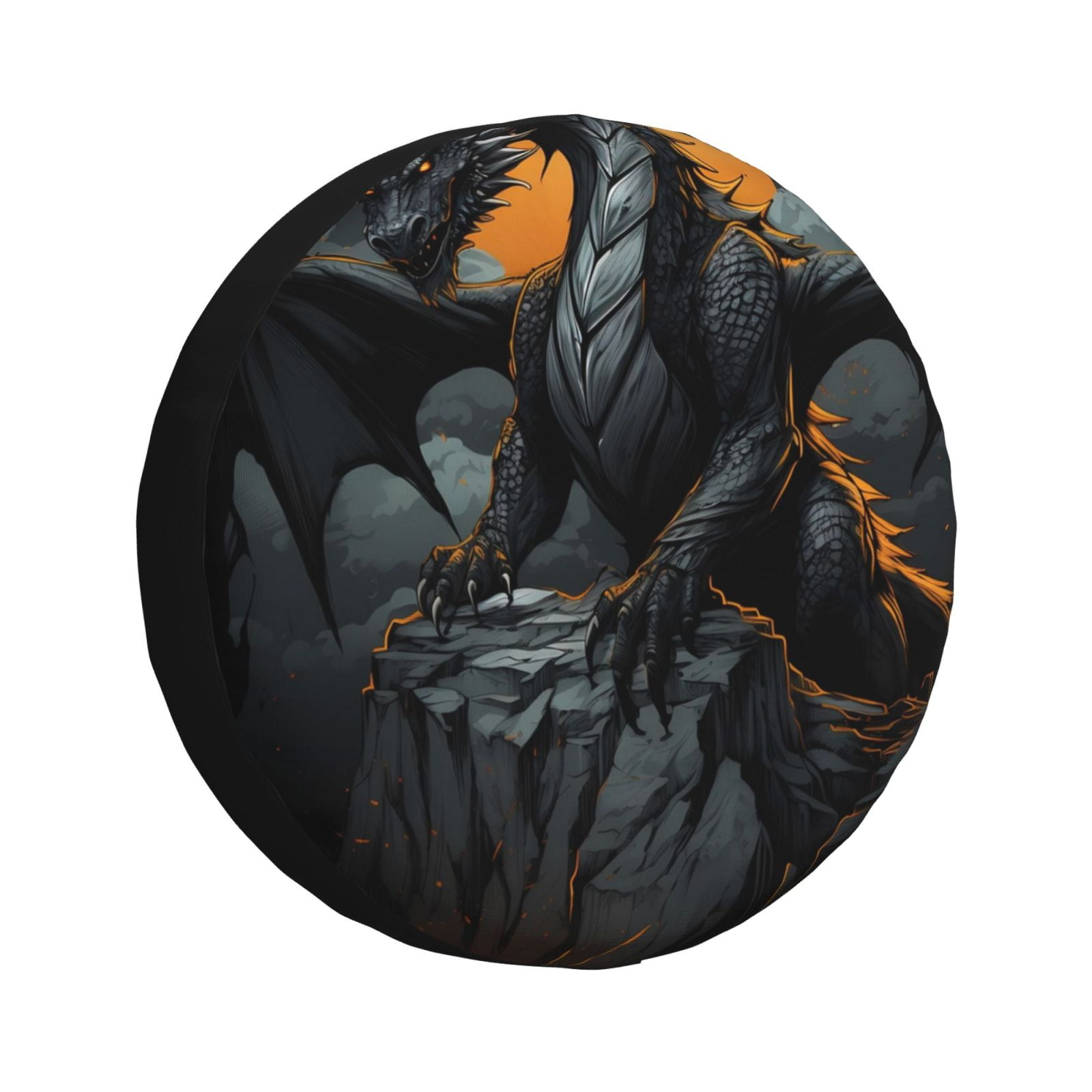 Luyuia Full Moon Black Dragon Print Waterproof Leather Tire Cover ...