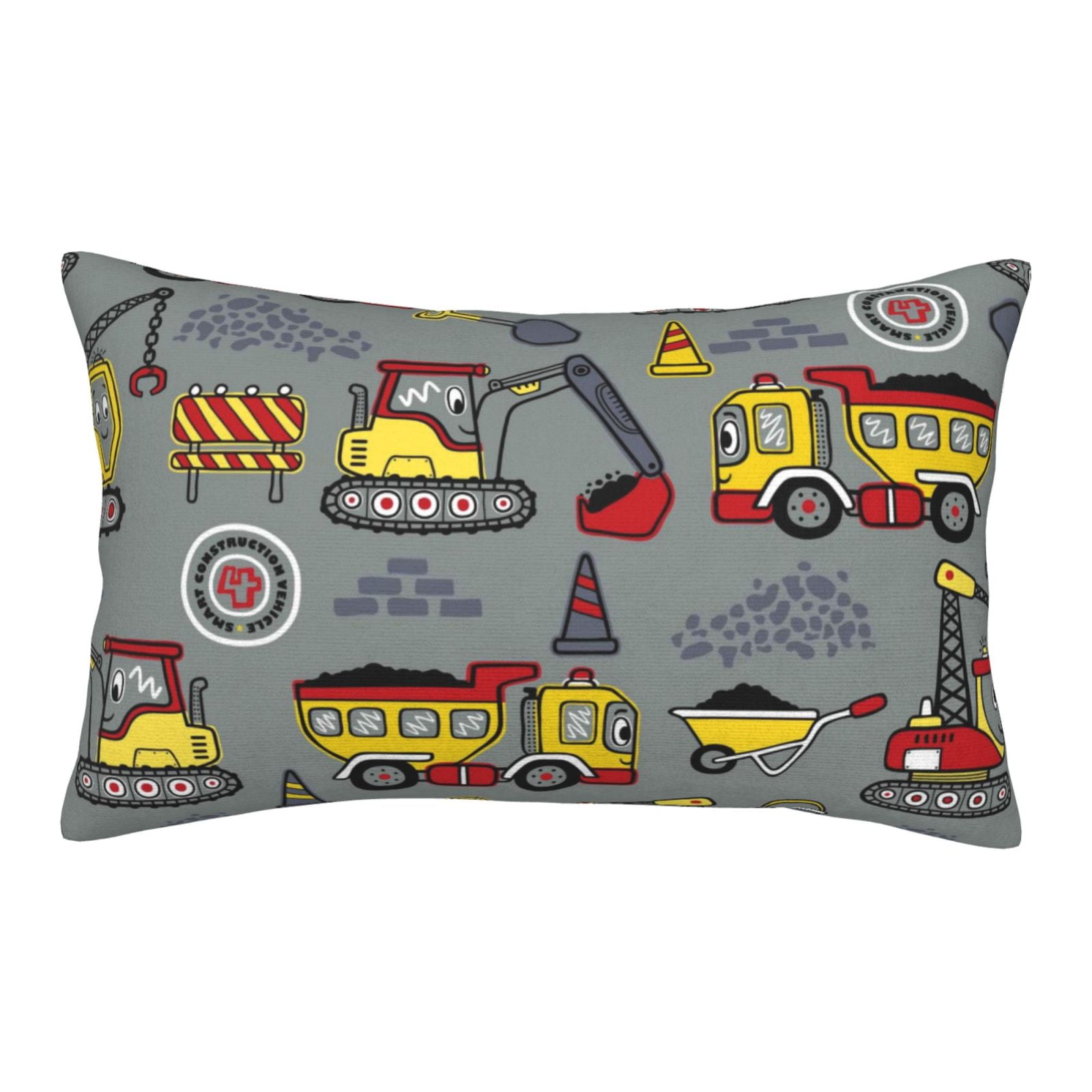 Luyuia Funny Construction Print Double Sided Pillow Case for Bedroom ...