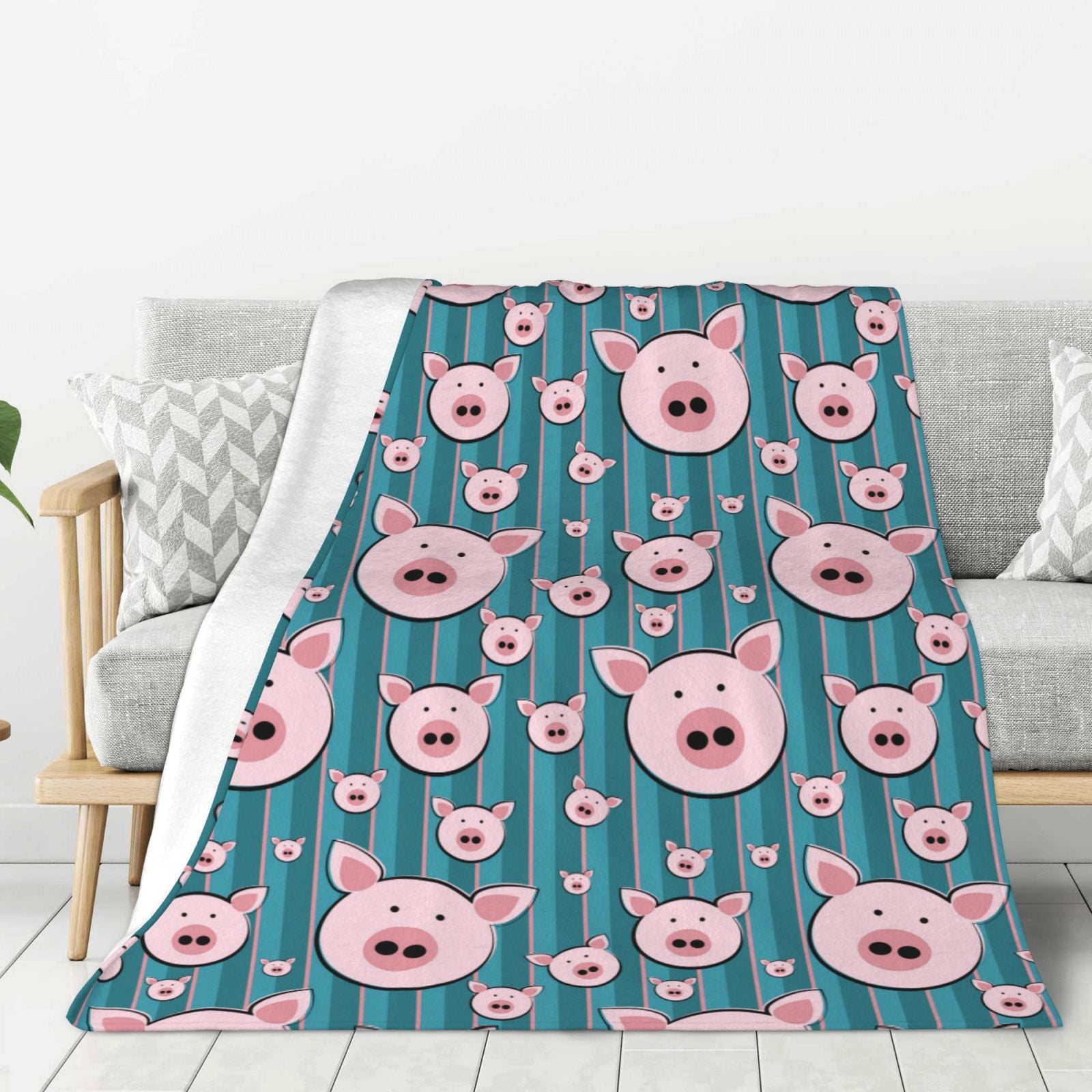 Luyuia Funny Pig Faces Pattern Soft Throw Blanket Flannel Fleece ...