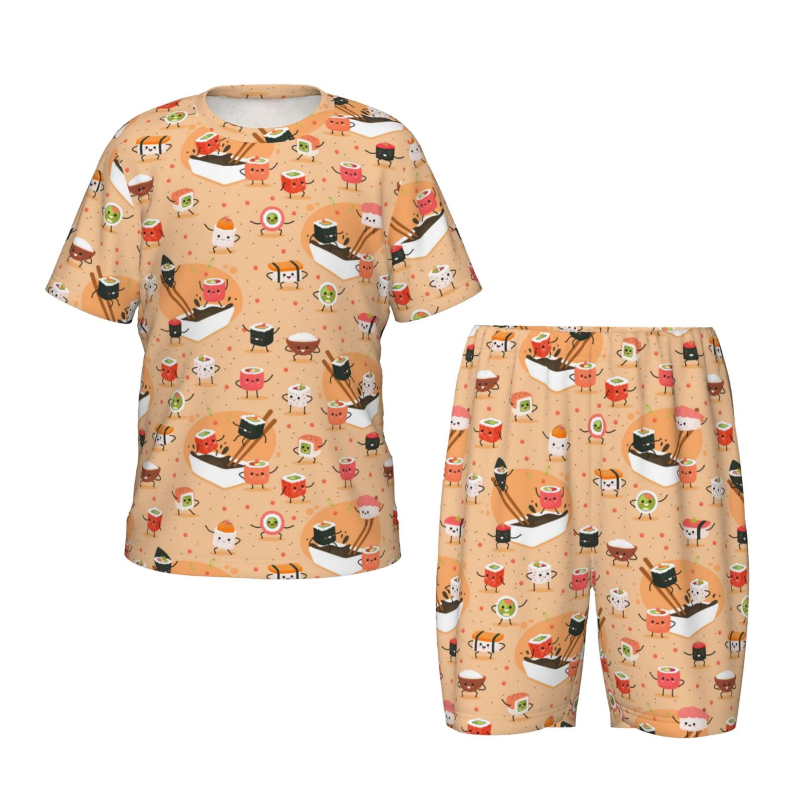 Luyuia Funny Sushi Print Girls' 2-Piece Tie-Dye Pajama Set, Cute Summer ...