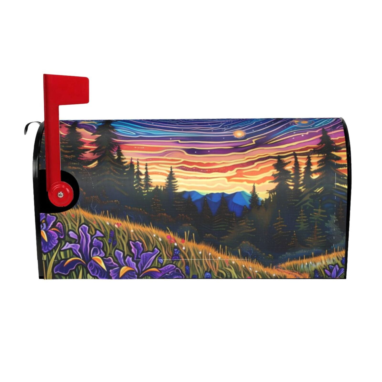 Luyuia Galactic Night Over Meadow Print Magnetic Winter Mailbox Cover ...