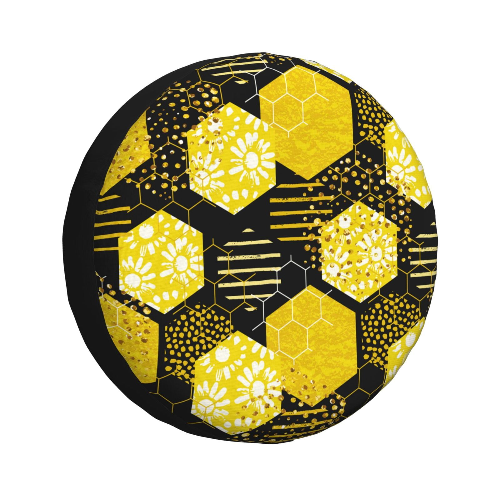 Luyuia Geometric Pattern with Bee Print Waterproof Leather Tire Cover ...