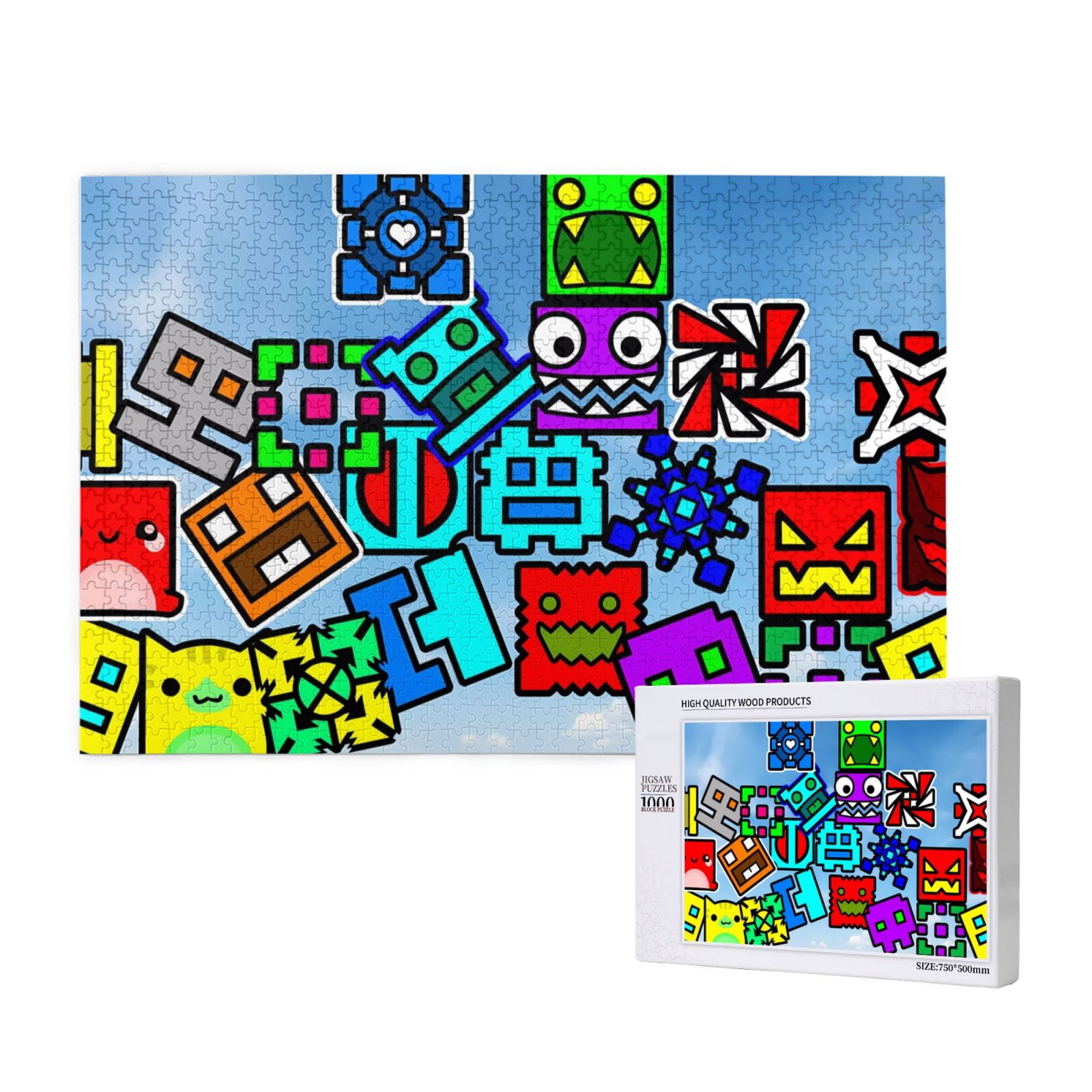 Luyuia Geometry Dash Print 1000-Piece Printed Picture Puzzle ...