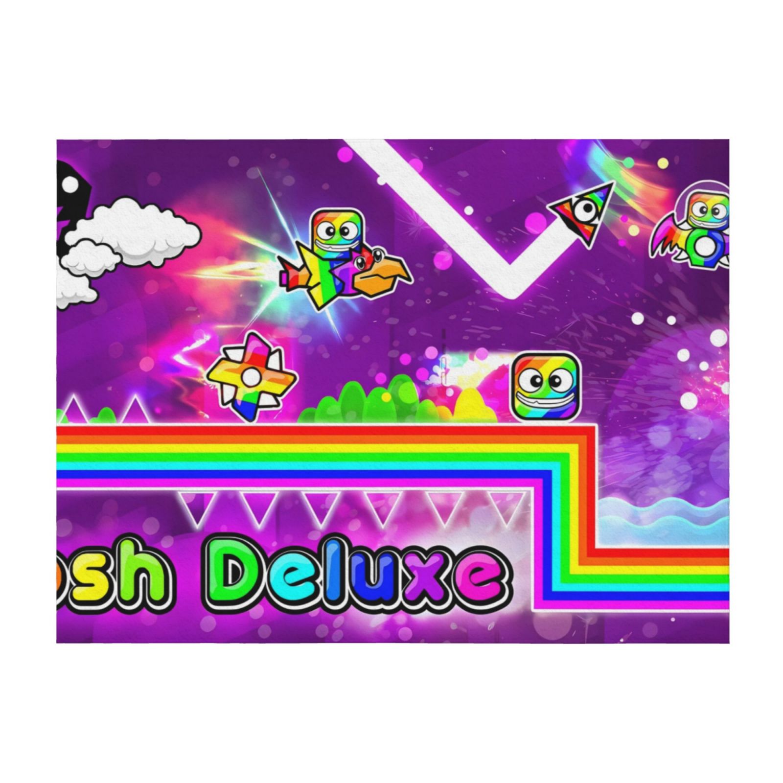 Luyuia Geometry Dash Print Super Soft Reversible Throw Blanket, Cotton ...