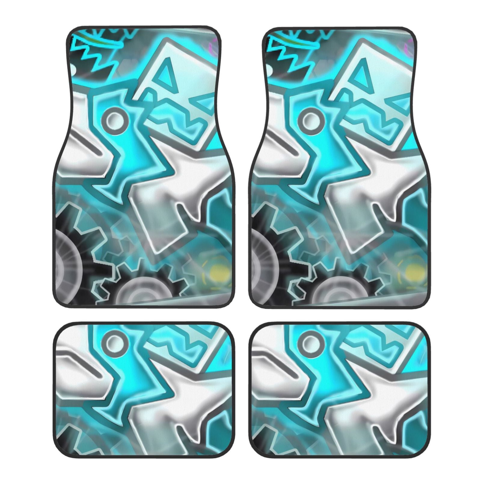 Luyuia Geometry Dash Print Universal Car Floor Mats, 4-Piece Full Set ...