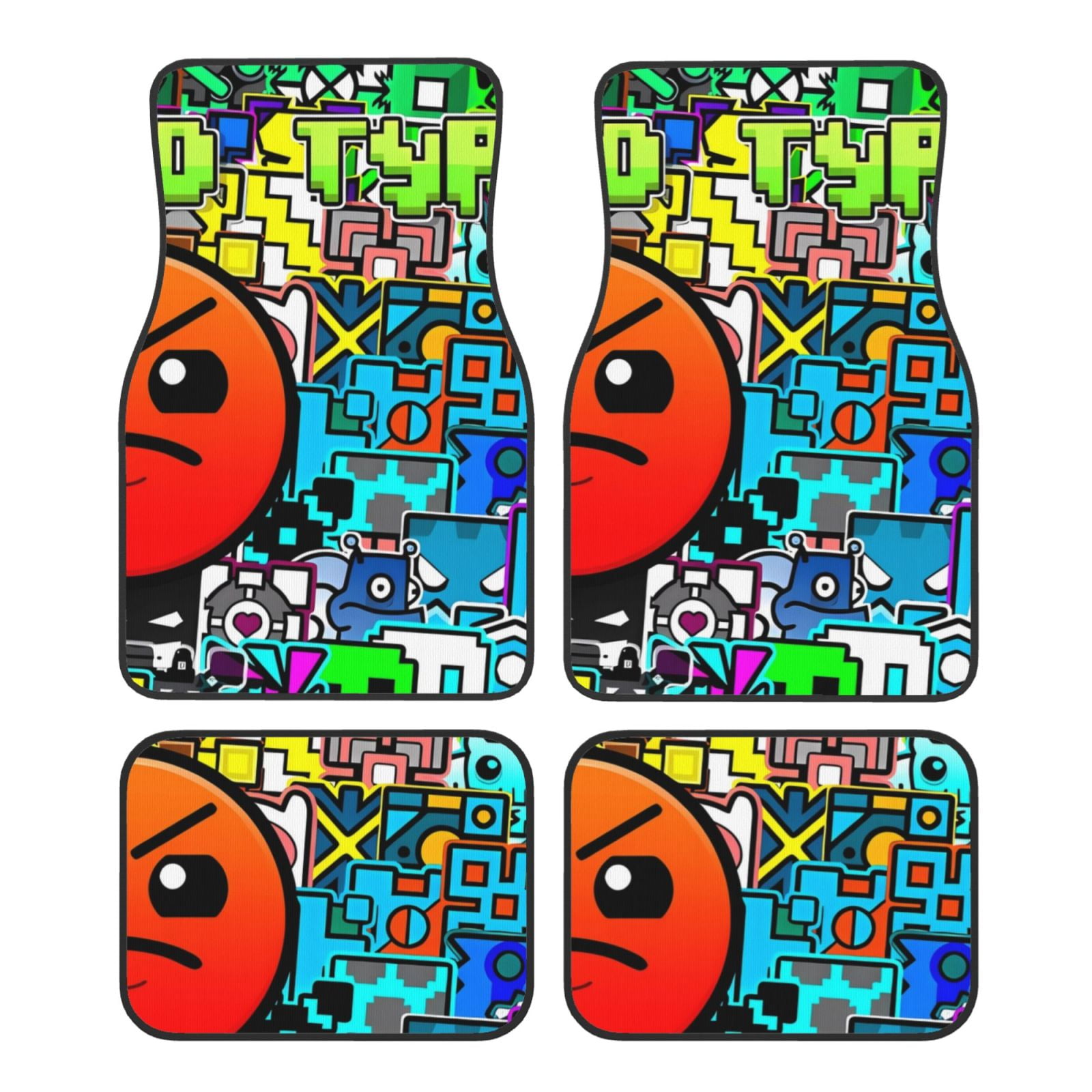 Luyuia Geometry Dash Print Universal Car Floor Mats, 4-Piece Full Set ...