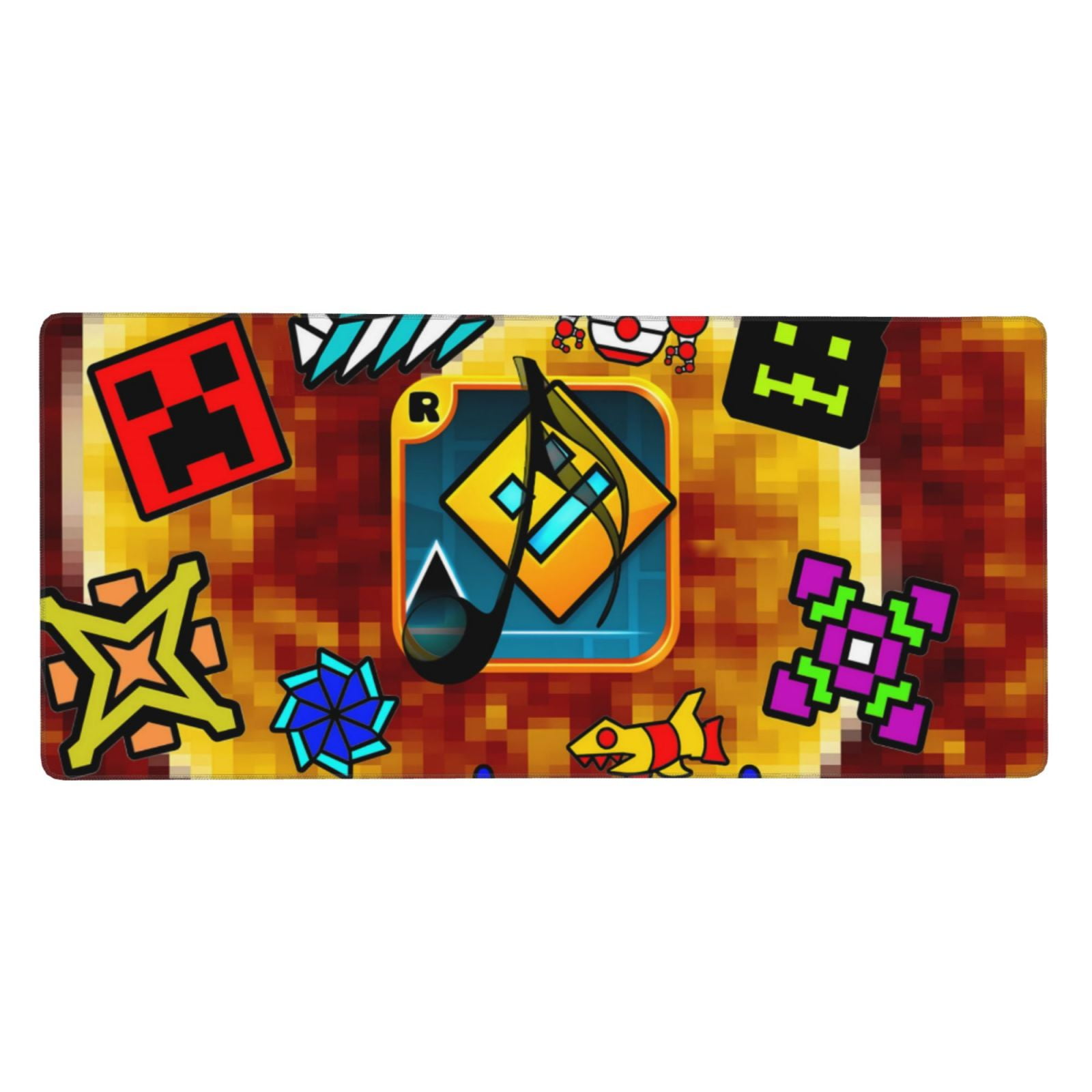 Luyuia Geometry Dash Printed Rubber Keyboard and Mouse Pad, 16x35.5in ...