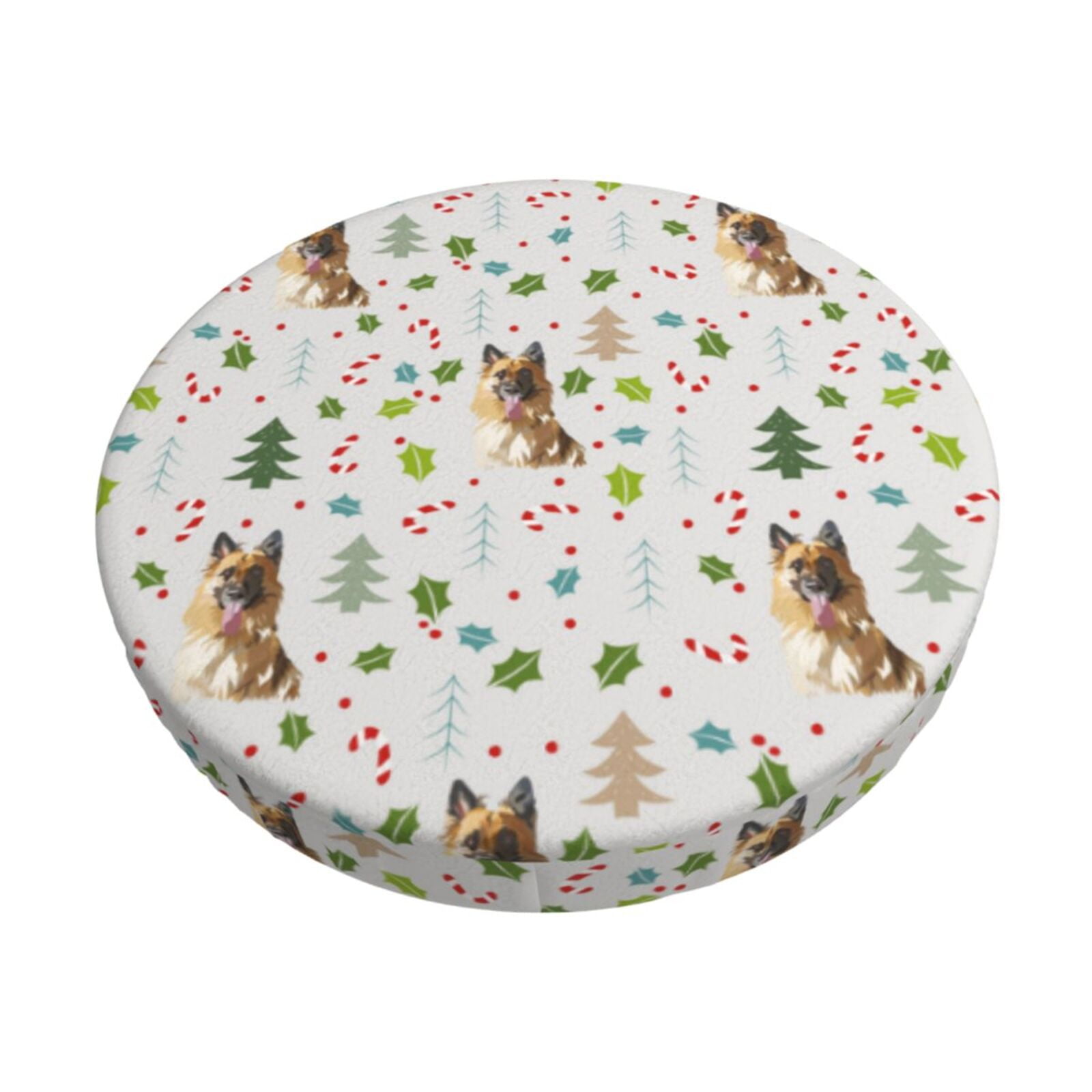 Luyuia German Shepherd Dog Print Bar Stool Cover Cushion, Round Seat ...