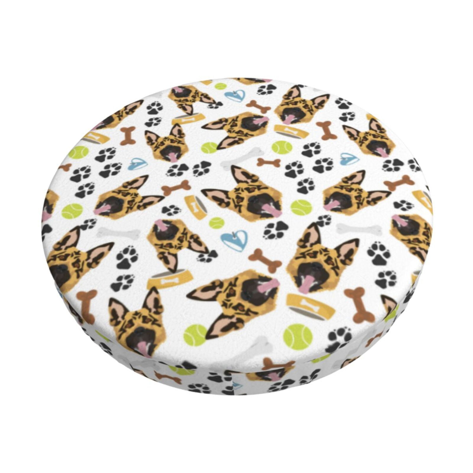 Luyuia German Shepherd Dog Print Bar Stool Cover Cushion, Round Seat ...