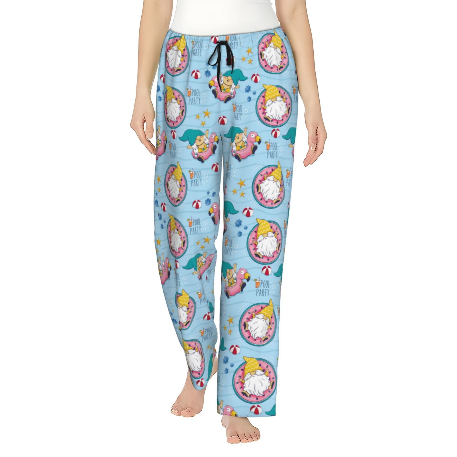 Luyuia Gnome Pool Party Print Women's Straight-Leg Lounge Pajama Pants ...