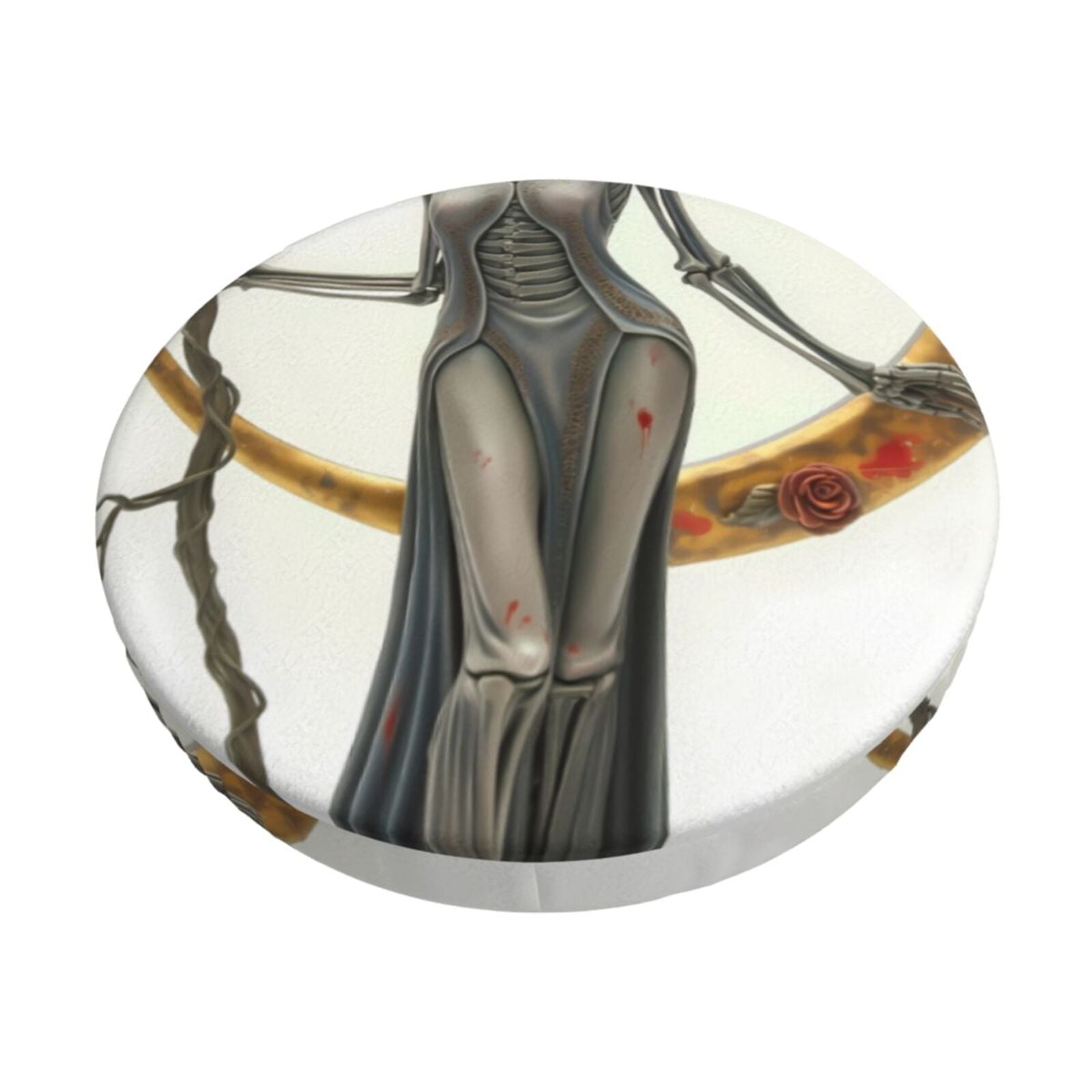 Luyuia Gothic Skeleton With Roses Print Bar Stool Cover Cushion, Round ...