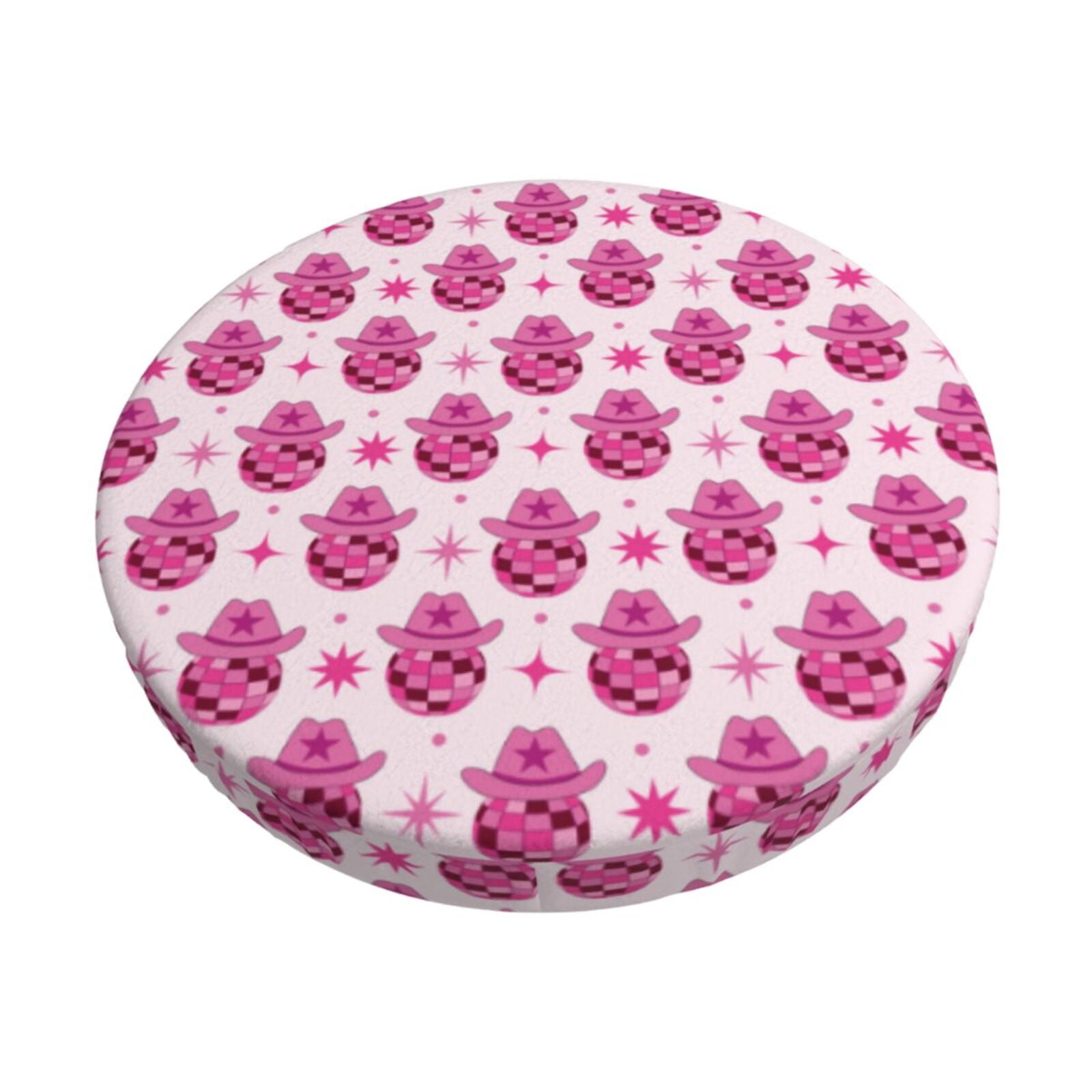 Luyuia Groovy Pink Disco Balls Print Bar Stool Cover Cushion, Round ...
