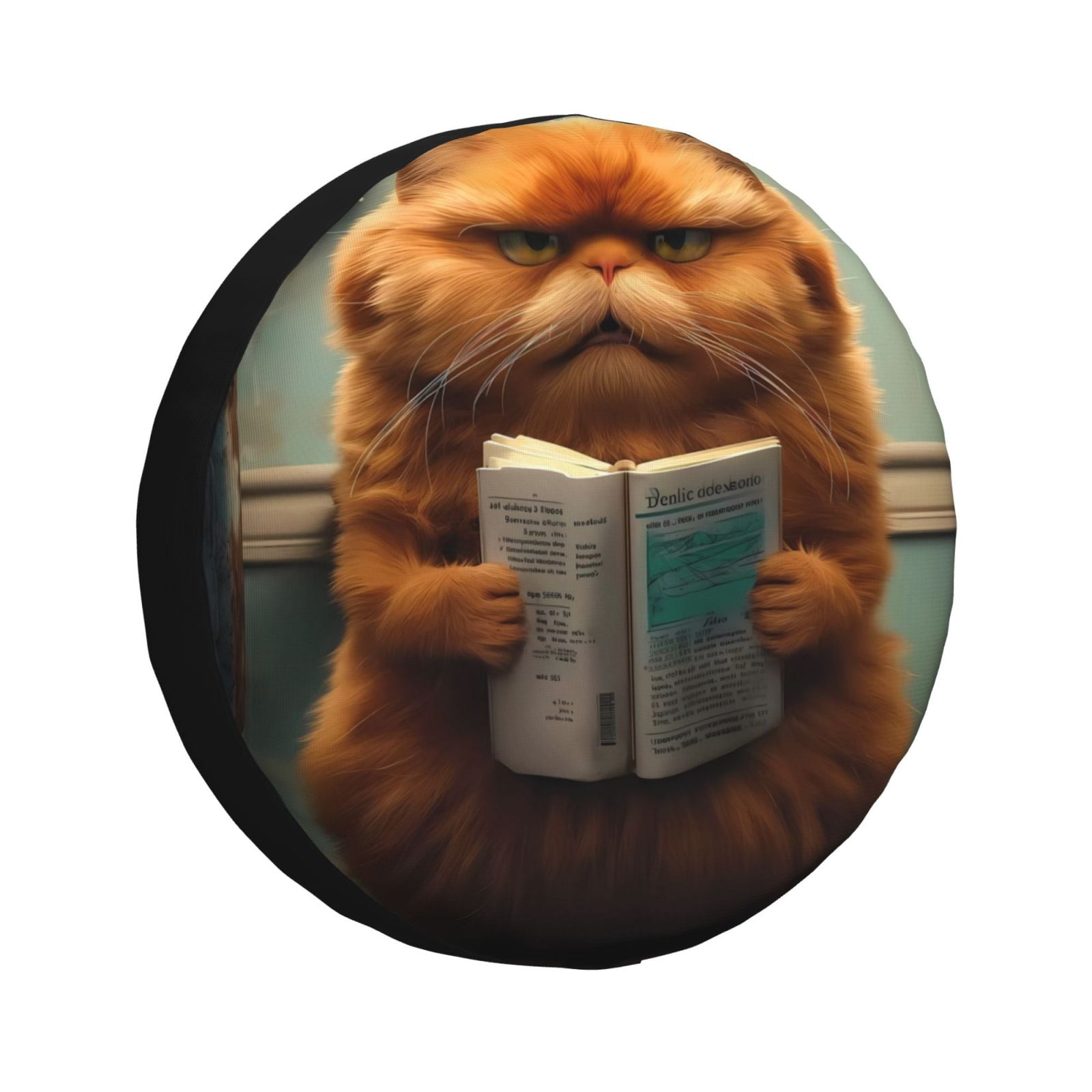 Luyuia Grumpy Cat Reading Book Print Waterproof Leather Tire Cover ...