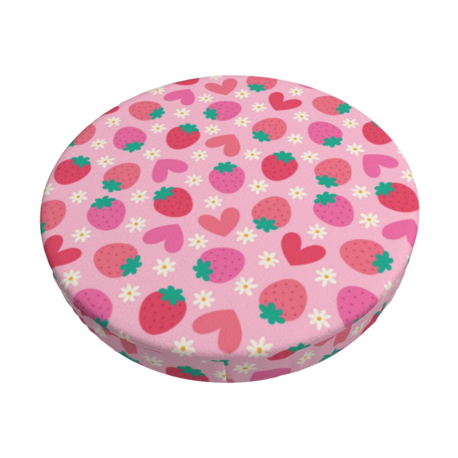 Luyuia Haear Strawberry Print Bar Stool Cover Cushion, Round Seat ...